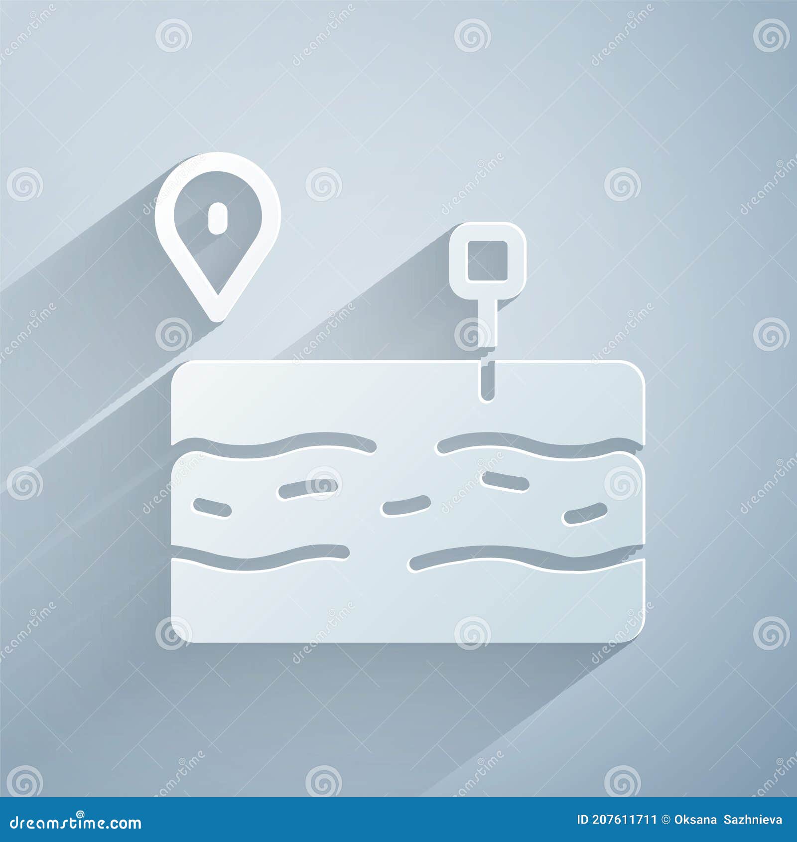 Paper Cut Broken Road Icon Isolated on Grey Background. Paper Art Style ...