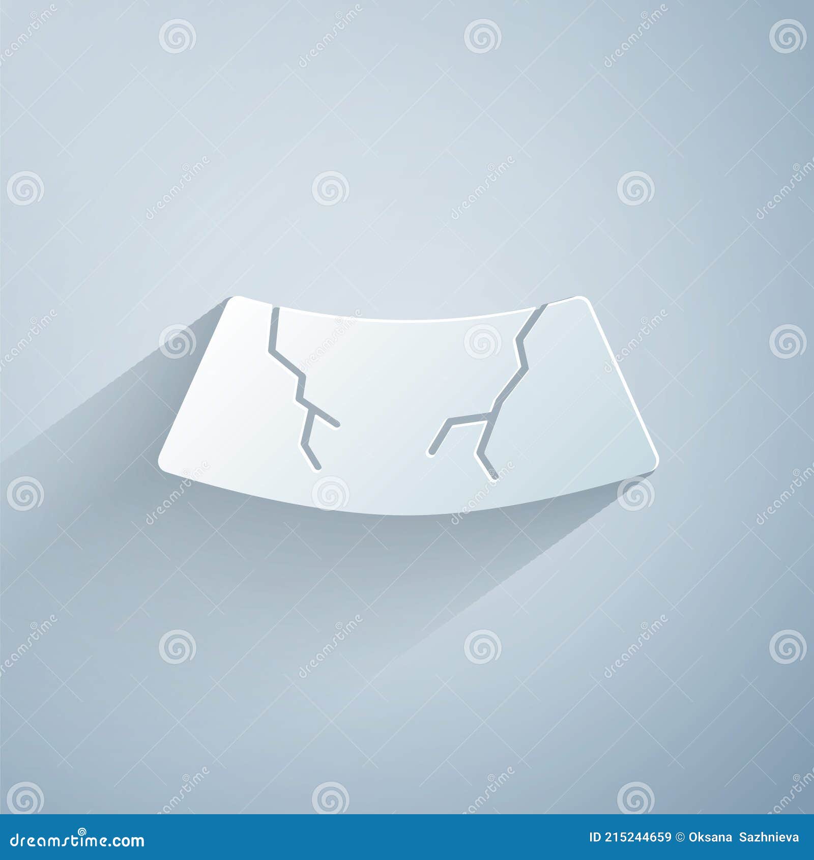 Paper Cut Broken Windshield Cracked Glass Icon Isolated on Grey ...