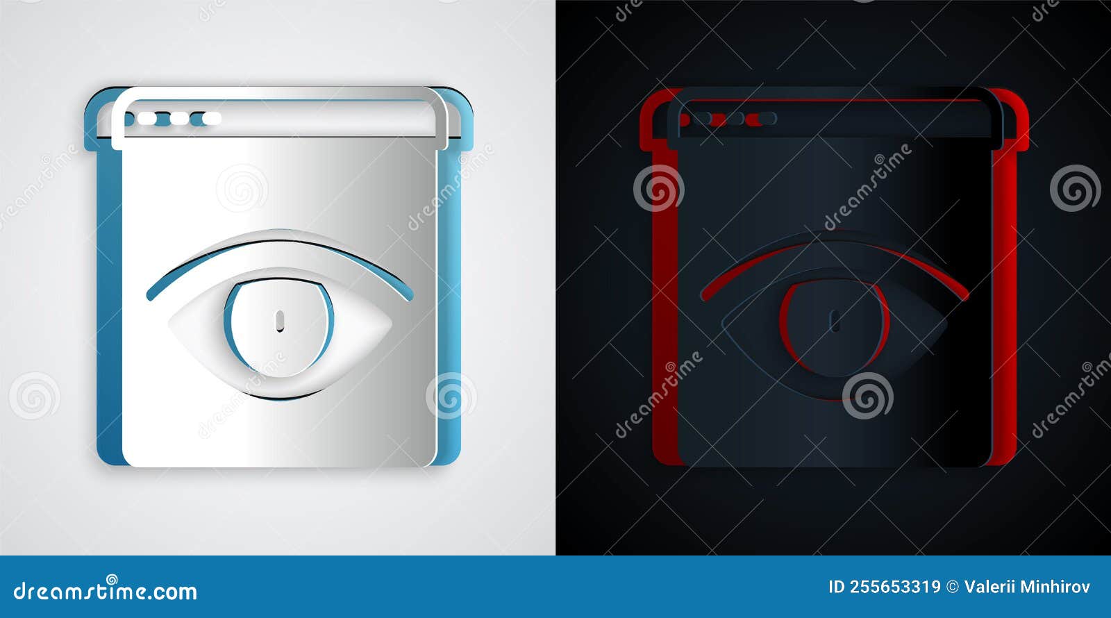 Paper Cut Browser Incognito Window Icon Isolated on Grey and Black ...