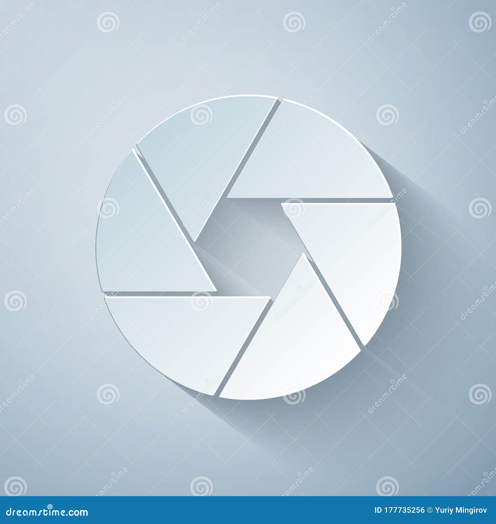 Paper Cut Camera Shutter Icon Isolated on Grey Background. Paper Art ...