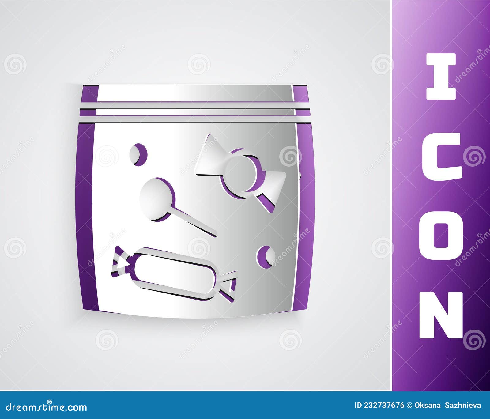 Paper Cut Candy Packaging for Sweets Icon Isolated on Grey Background ...