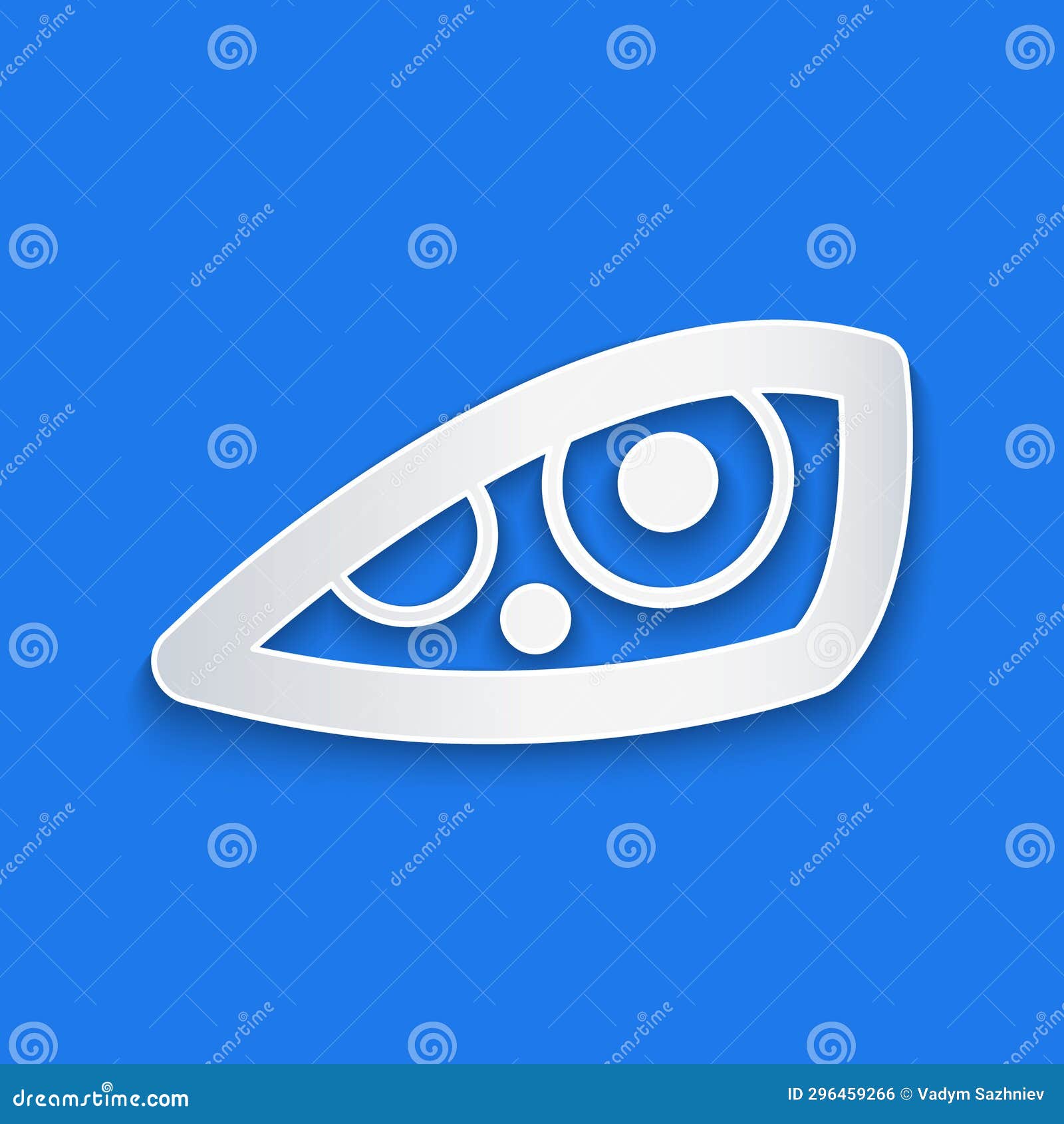 Paper Cut Car Headlight Icon Isolated on Blue Background. Paper Art ...
