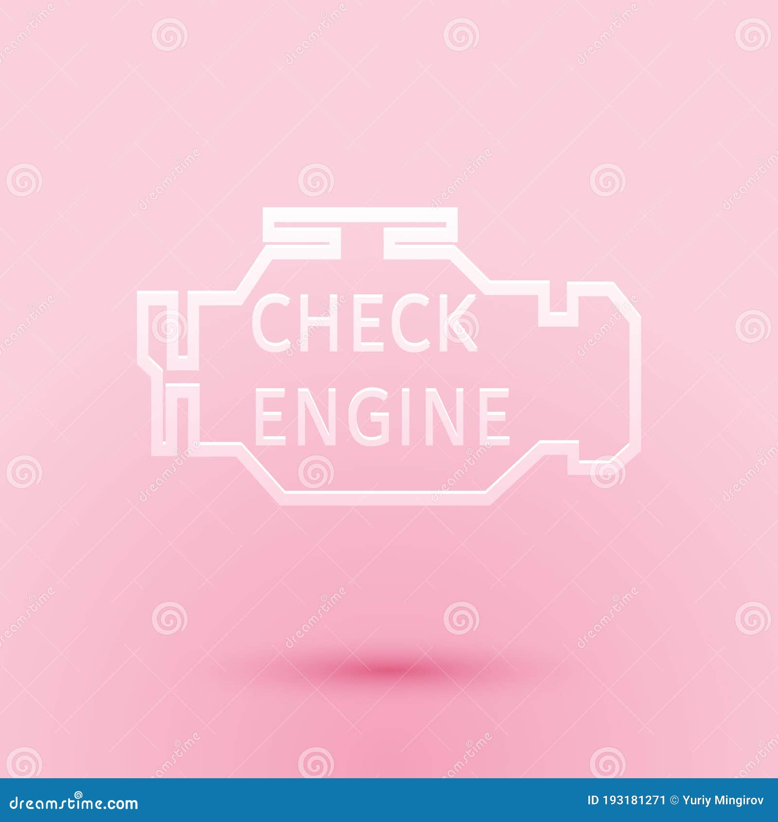 Paper Cut Check Engine Icon Isolated on Pink Background. Paper Art ...