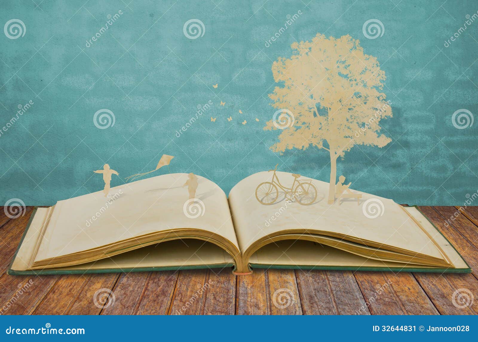 Paper Cut of Children Play on Old Book Stock Image - Image of adulthood ...