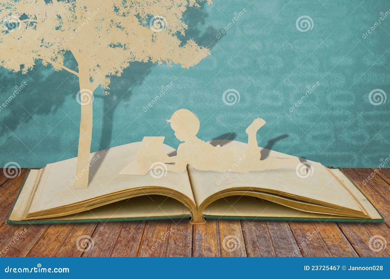 Paper Cut of Children Read a Book Stock Image - Image of education ...