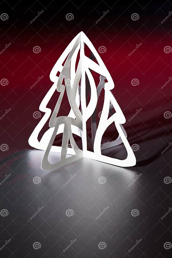 Paper Cut Christmas Tree in Red and White Stock Image - Image of ...
