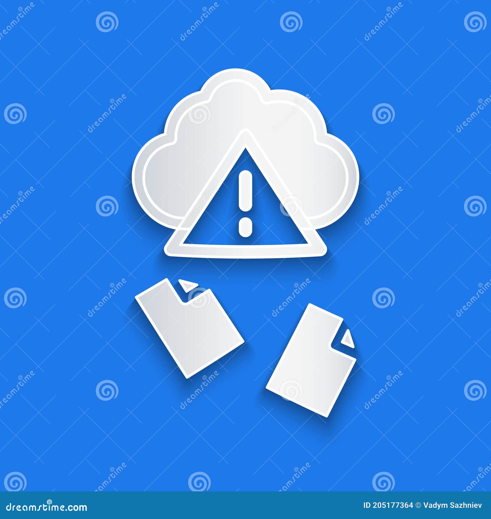 Paper Cut Cloud Hacking Icon Isolated on Blue Background. Cloud Leak ...