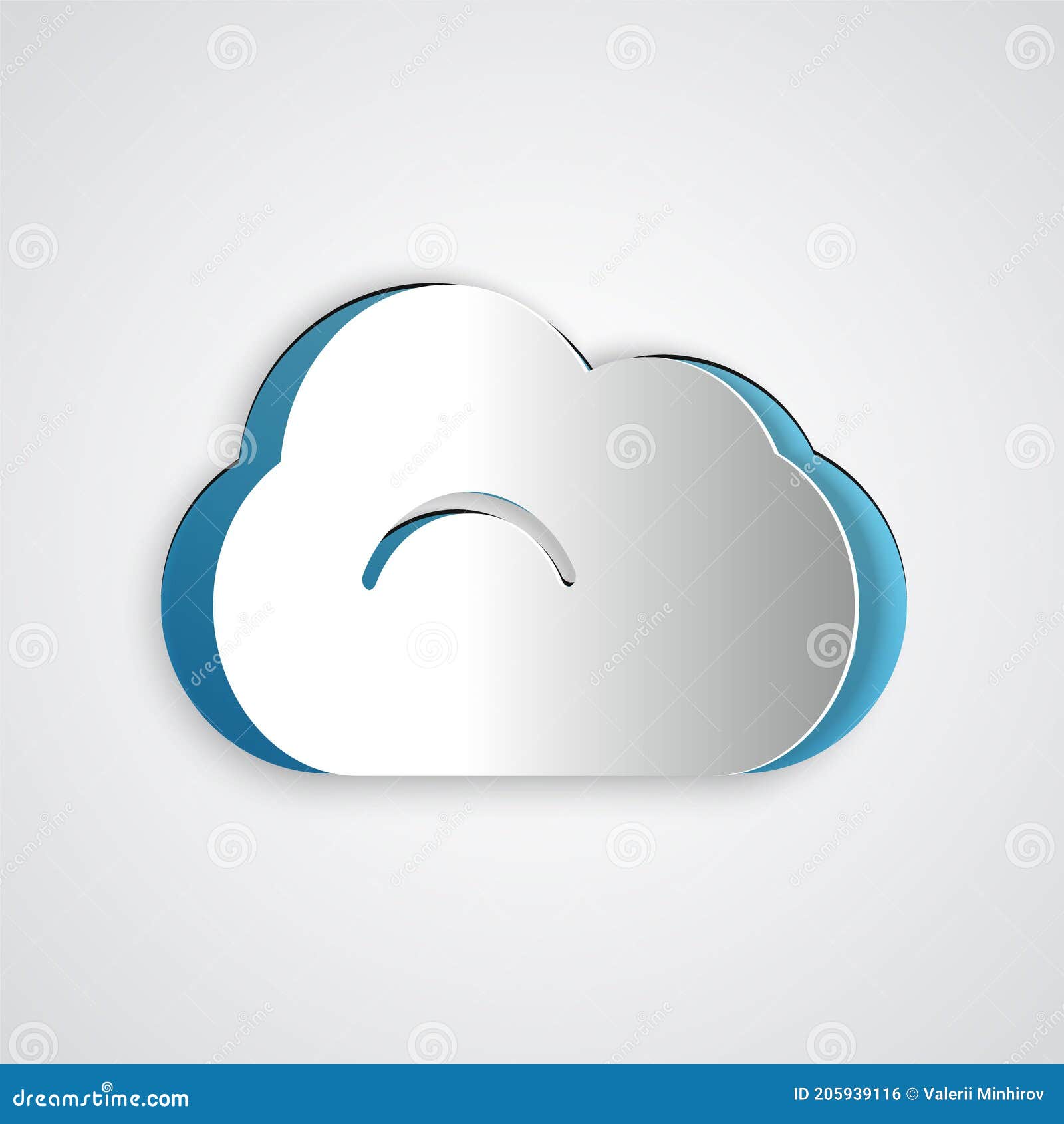 Paper Cut Cloud Icon Isolated on Grey Background. Paper Art Style Stock Vector - Illustration of ...