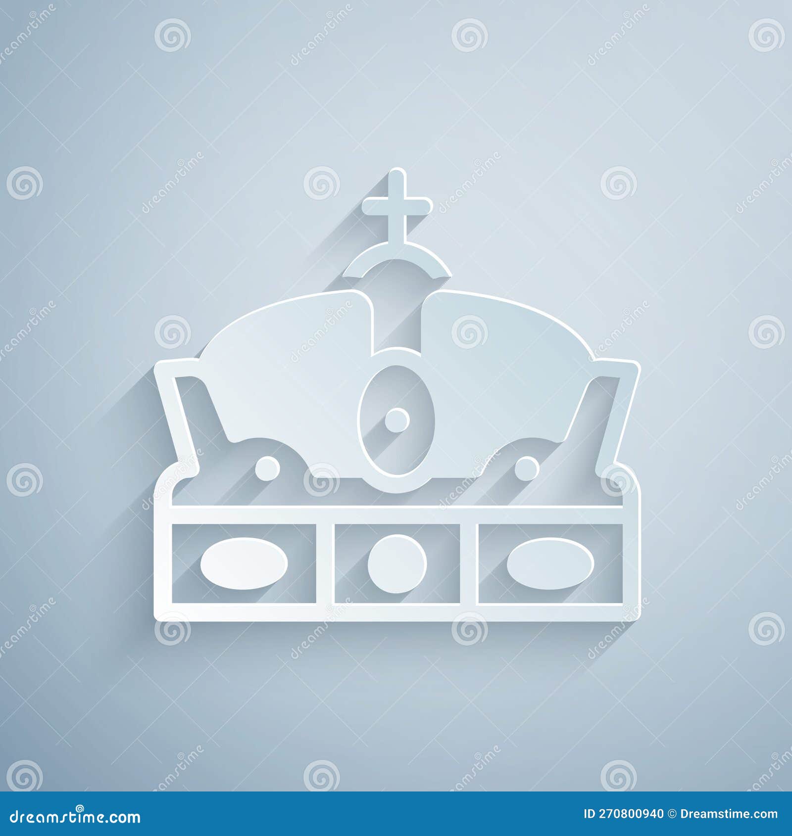 Paper Cut Crown of Spain Icon Isolated on Grey Background. Paper Art ...