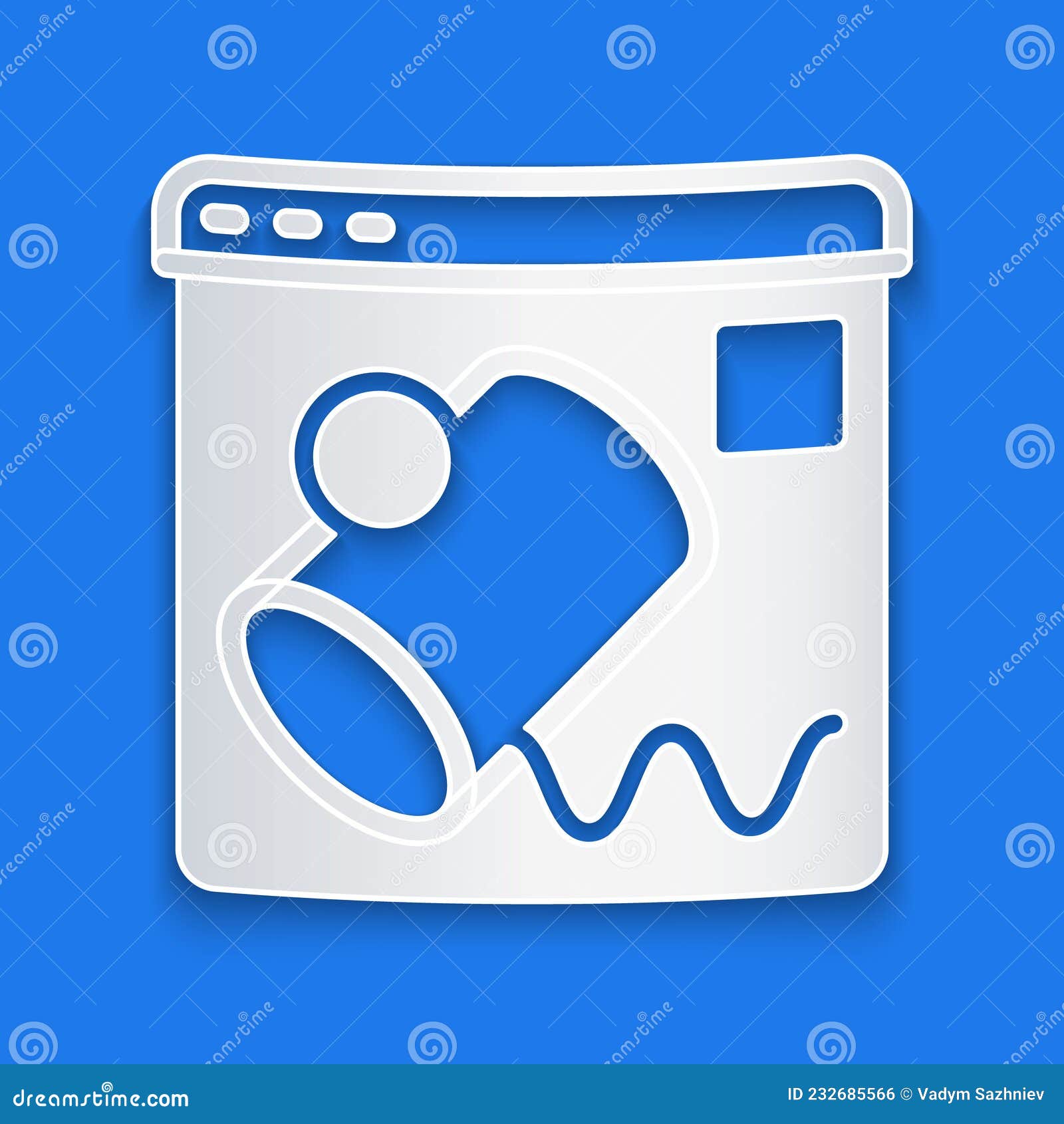 Paper Cut Data Visualisation Icon Isolated on Blue Background. Paper ...
