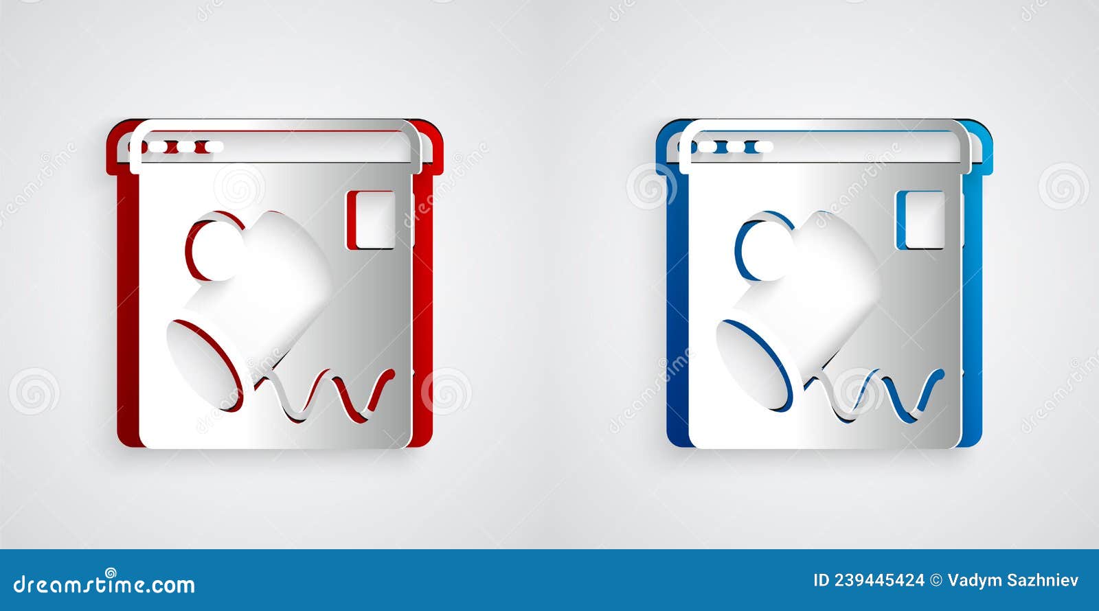 Paper Cut Data Visualisation Icon Isolated on Grey Background. Paper ...