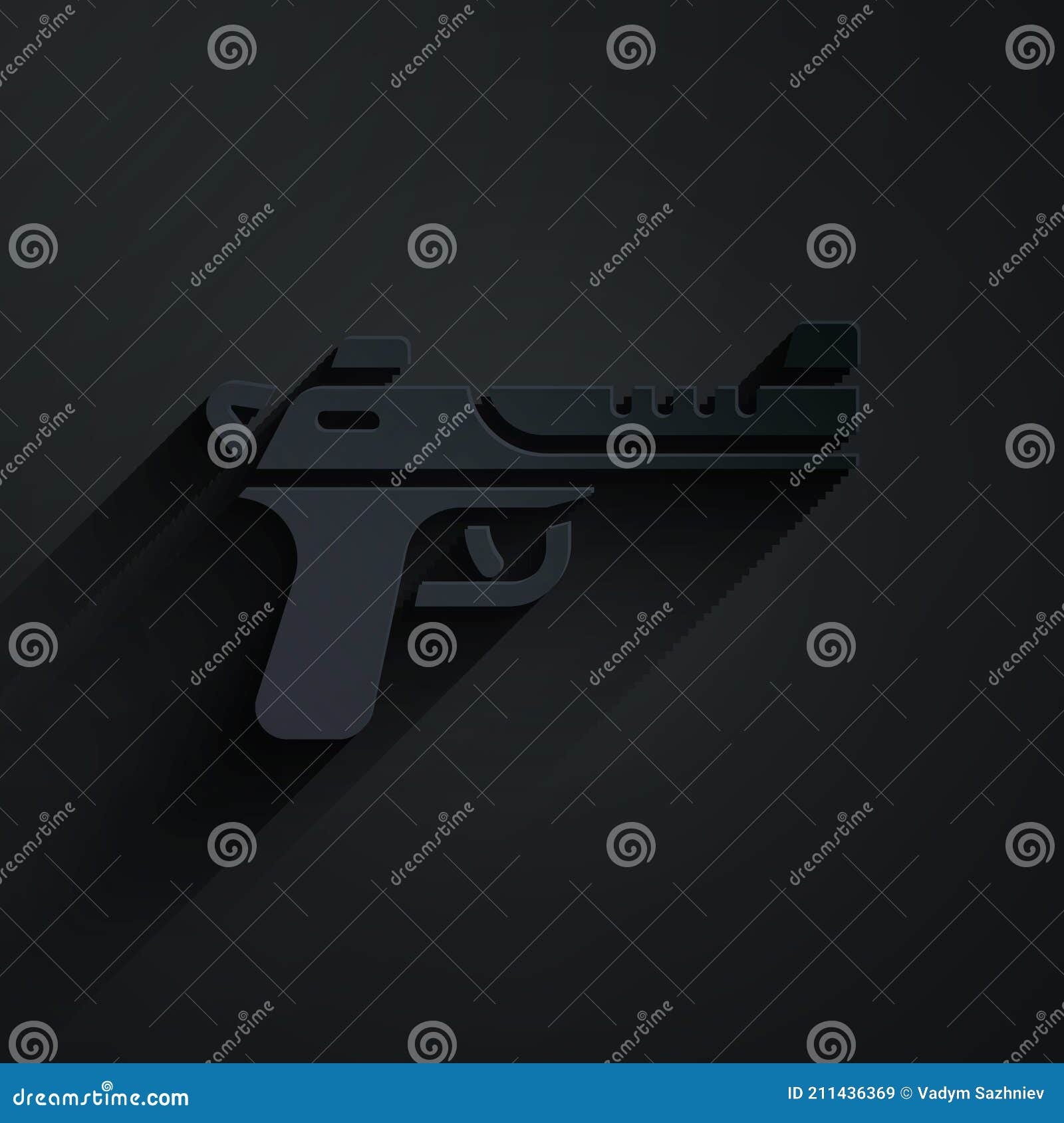 Paper Cut Desert Eagle Gun Icon Isolated on Black Background. Paper Art ...
