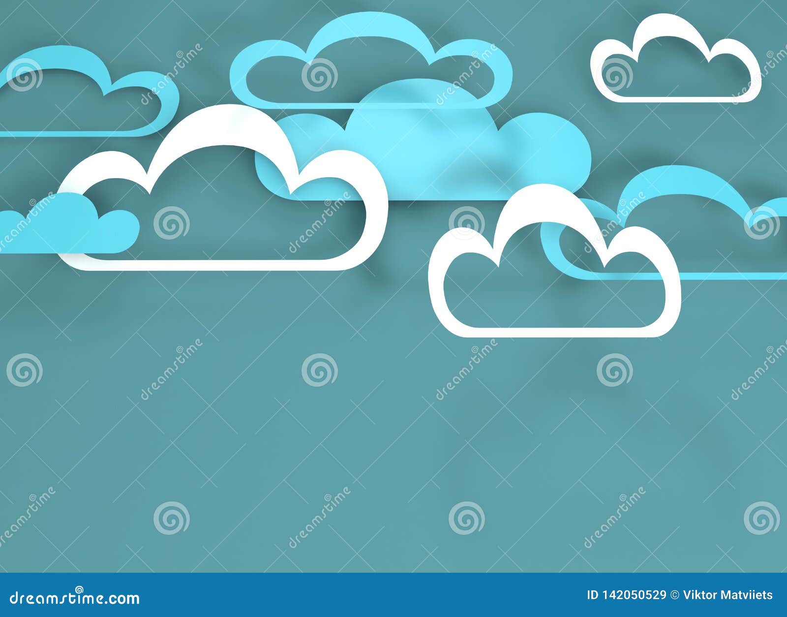 Paper Cut Design with Clouds. Blue Sky, Clouds. Stock Illustration ...