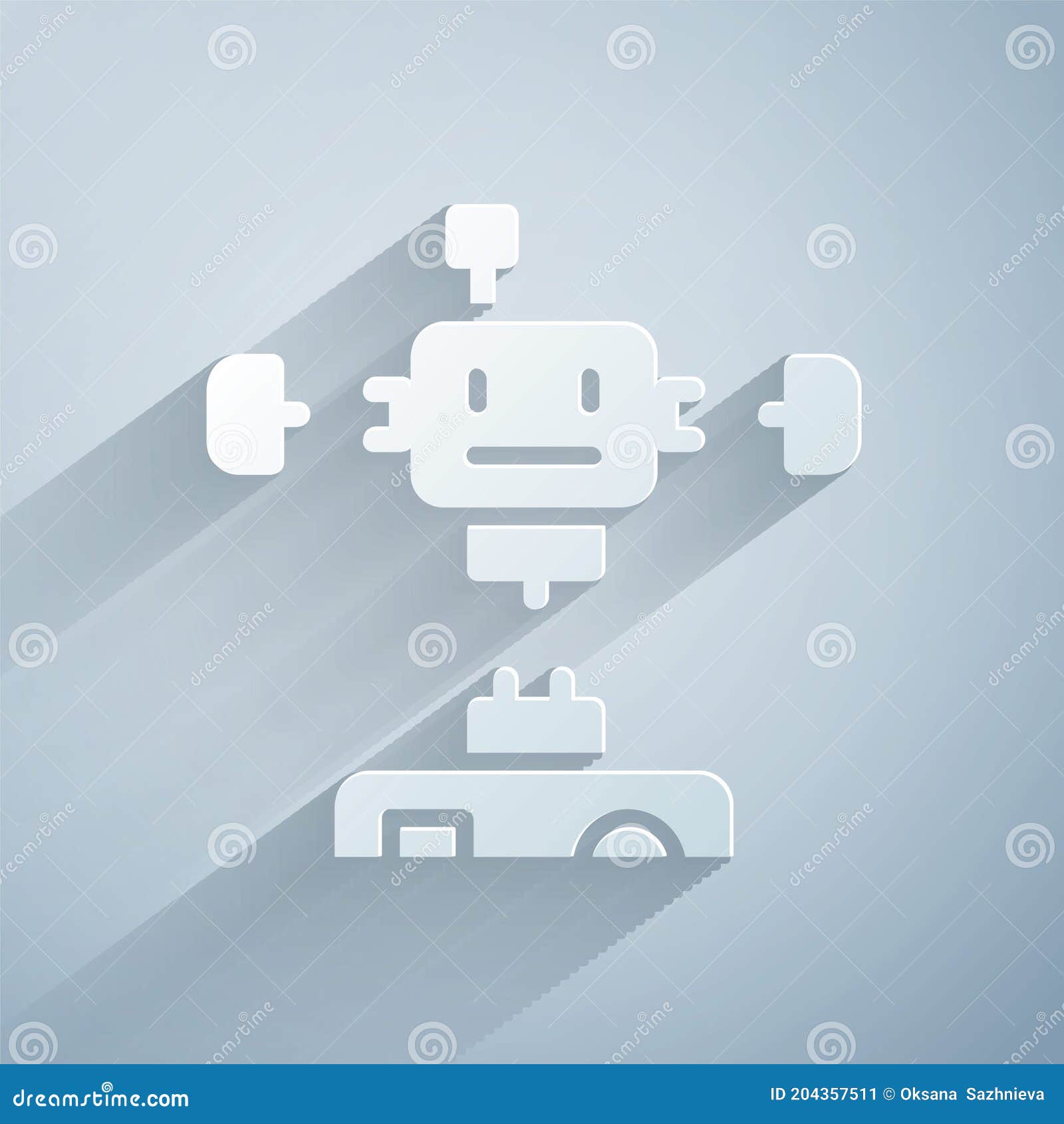 Paper Cut Disassembled Robot Icon Isolated on Grey Background ...