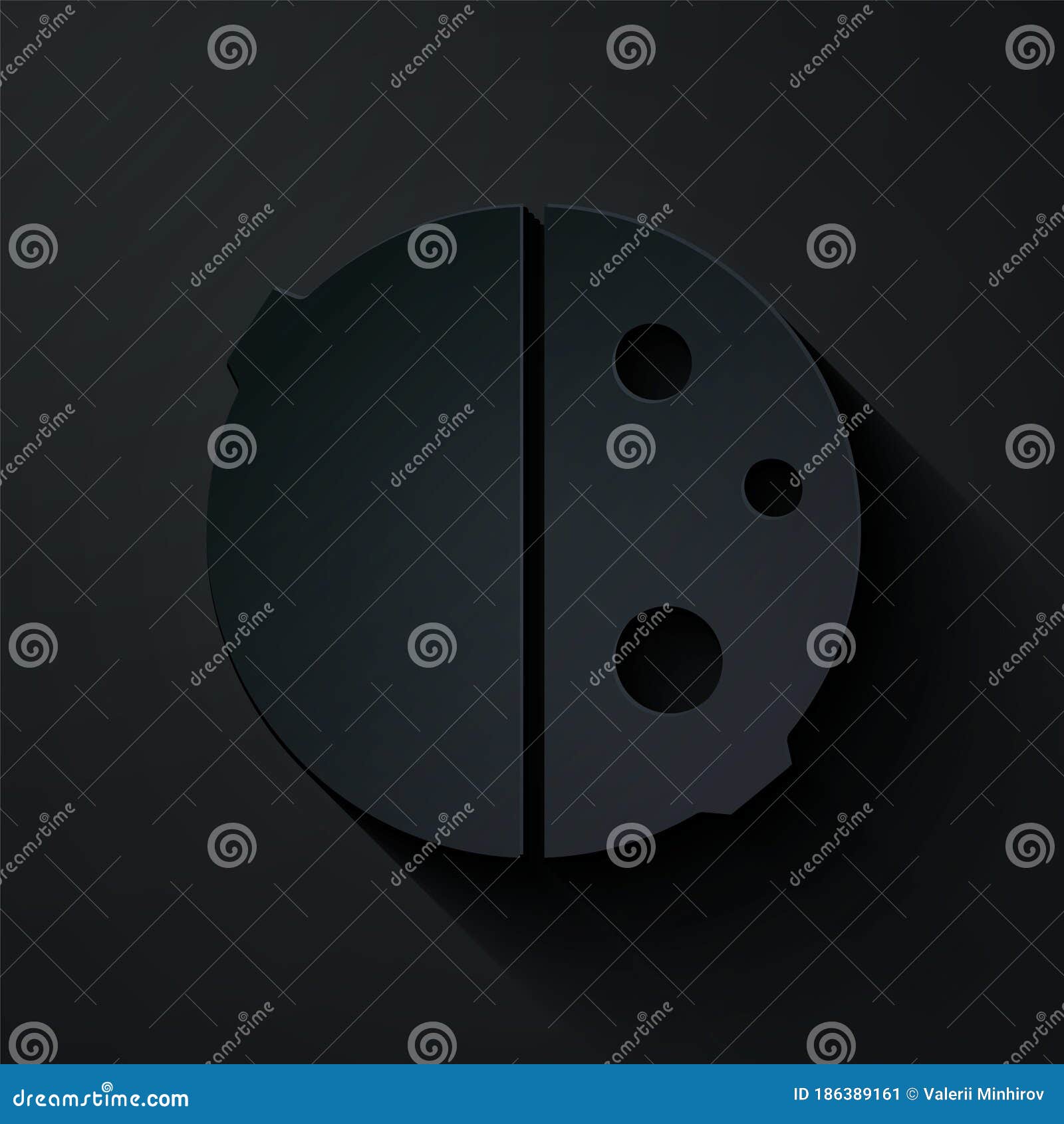 Paper Cut Eclipse of the Sun Icon Isolated on Black Background. Total ...