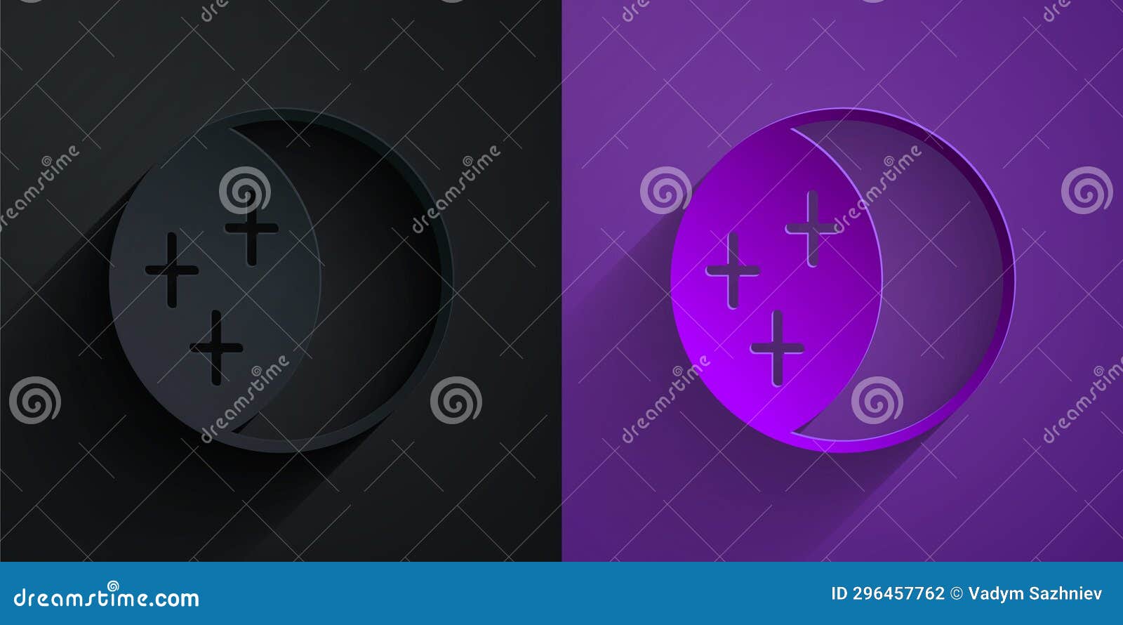 Paper Cut Eclipse of the Sun Icon Isolated on Black on Purple ...