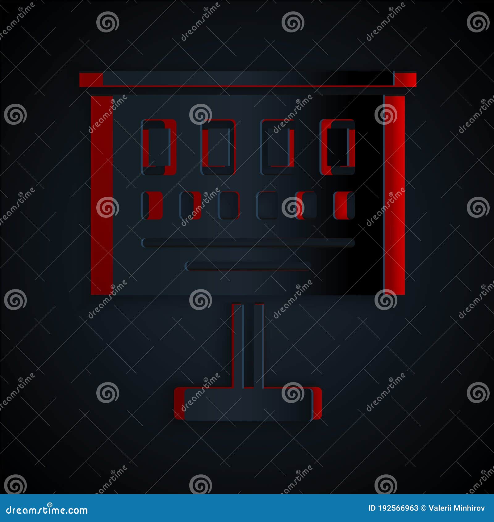 Paper Cut Eye Test Chart Icon Isolated on Black Background. Poster for ...