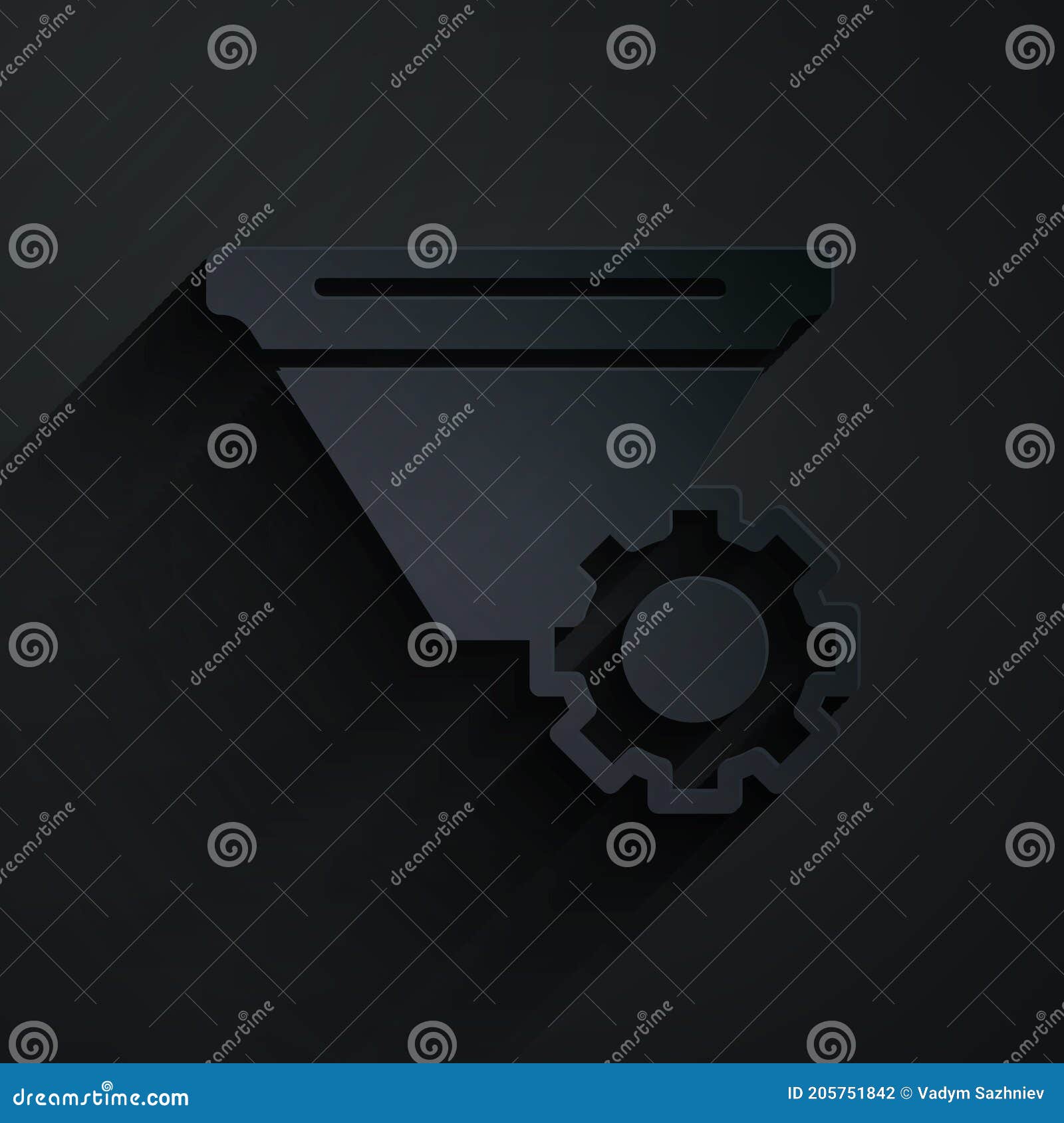 Paper Cut Filter Setting Icon Isolated on Black Background. Paper Art ...