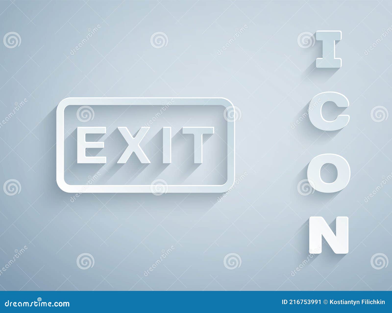 Paper Cut Fire Exit Icon Isolated on Grey Background. Fire Emergency ...