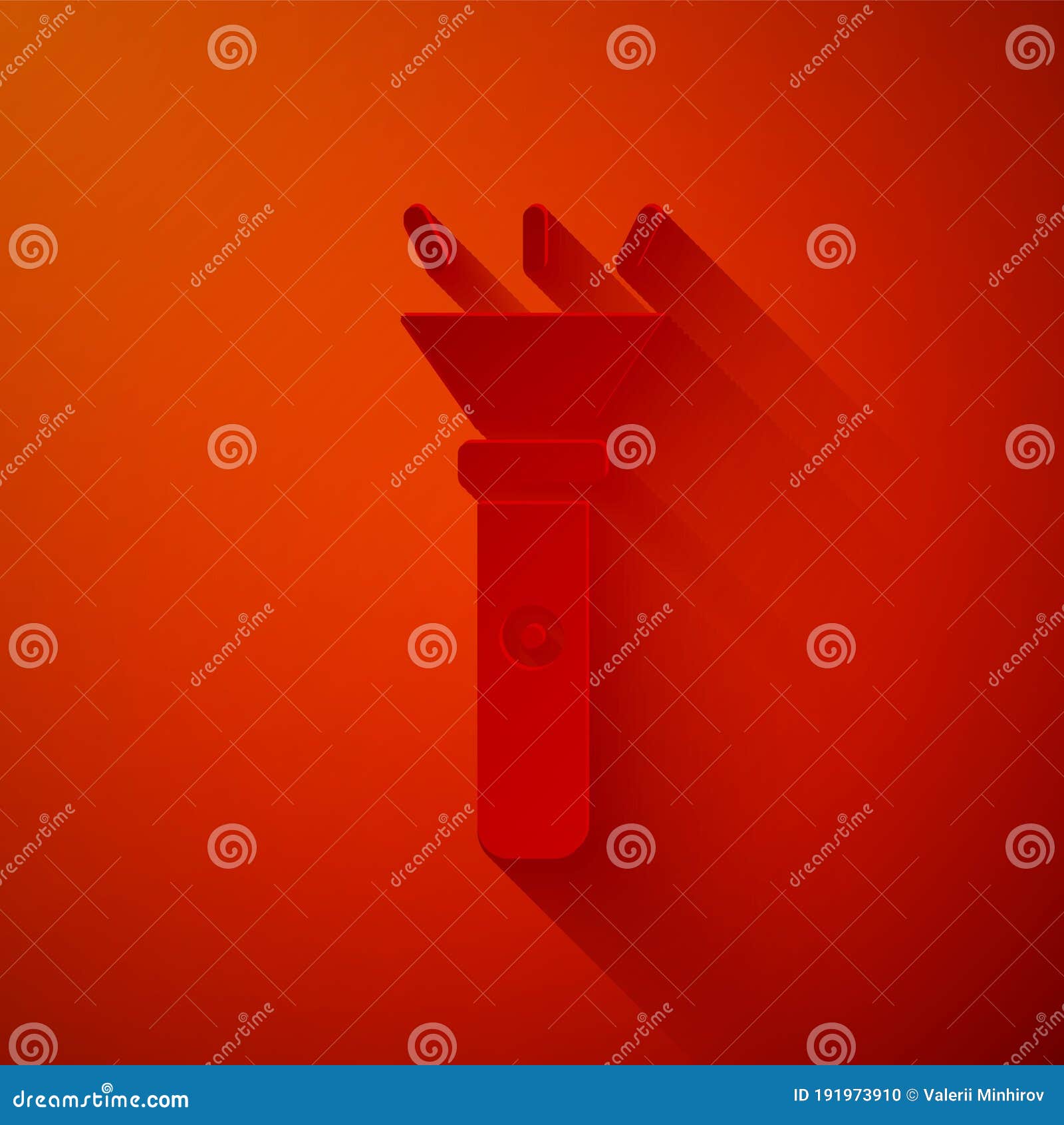 Paper Cut Flashlight Icon Isolated on Red Background. Paper Art Style ...