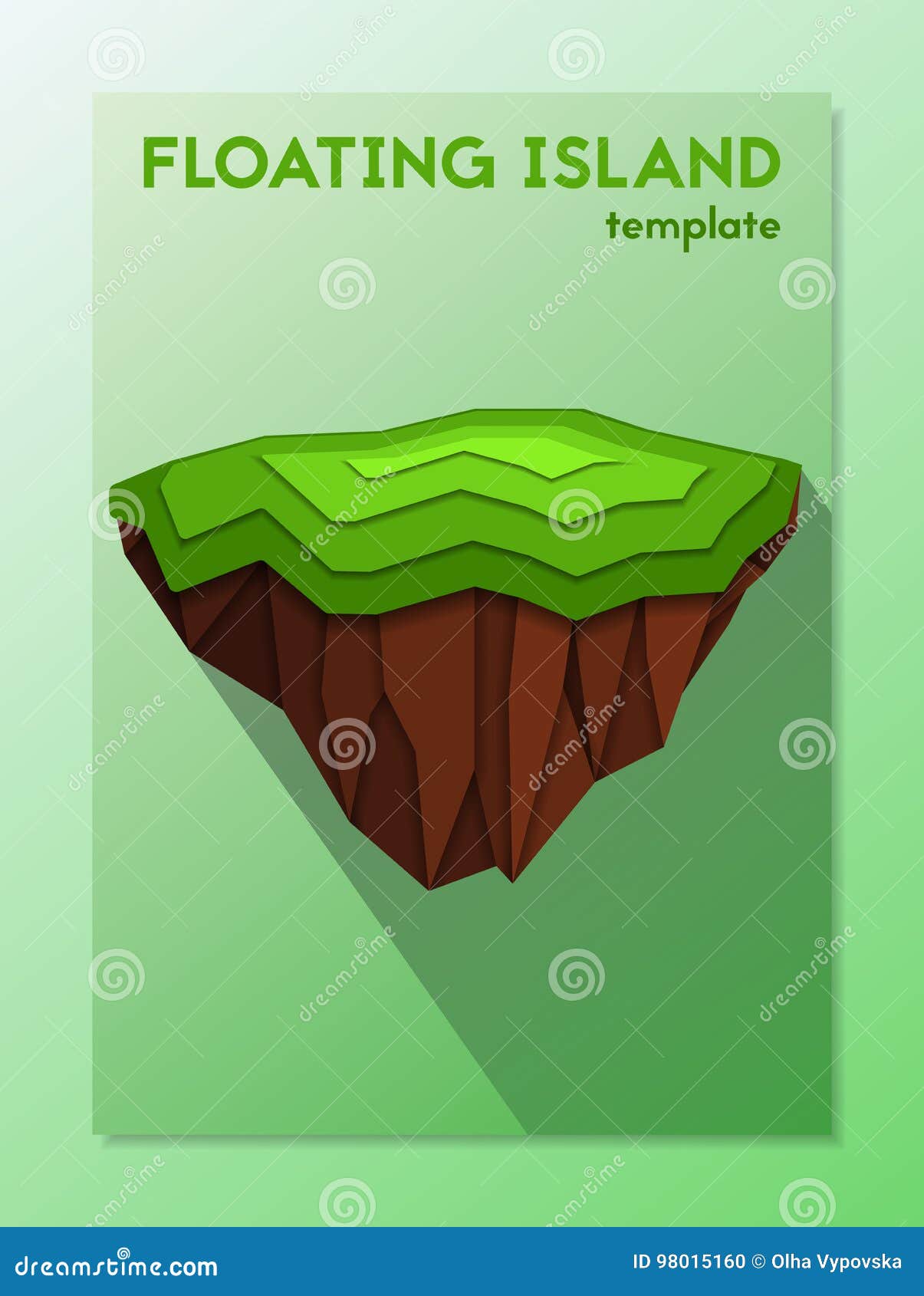 Paper Cut Floating Island on the Background. Polygonal 3d Design or ...