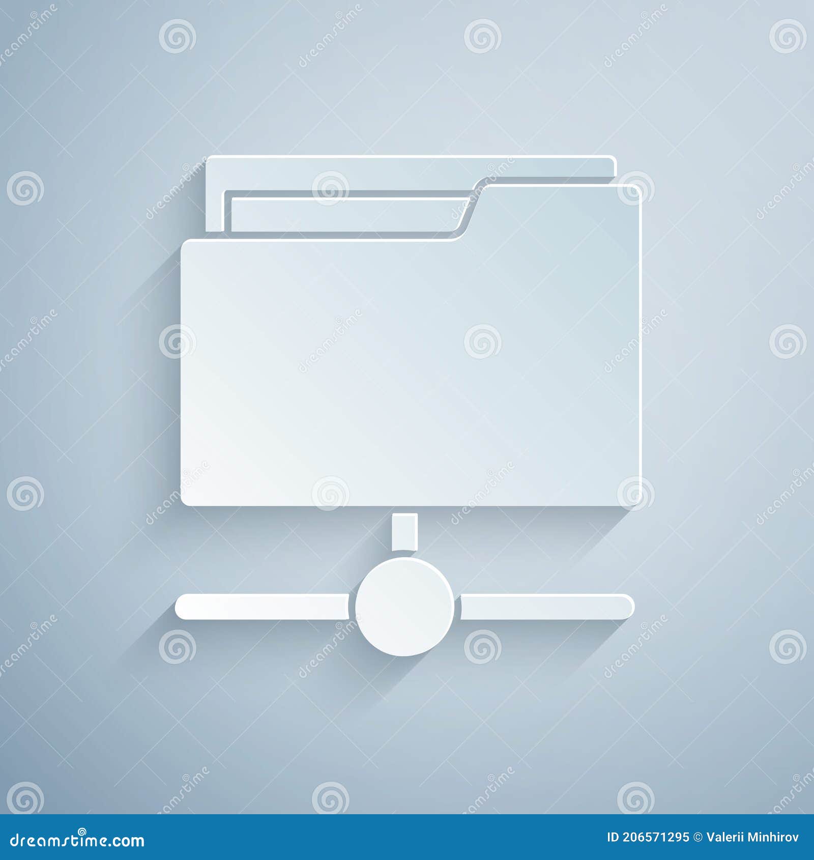 Paper Cut FTP Folder Icon Isolated on Grey Background. Software Update ...