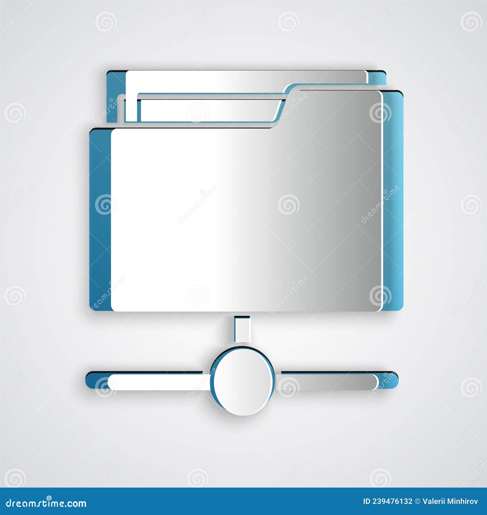 Paper Cut FTP Folder Icon Isolated On Grey Background. Software Update ...