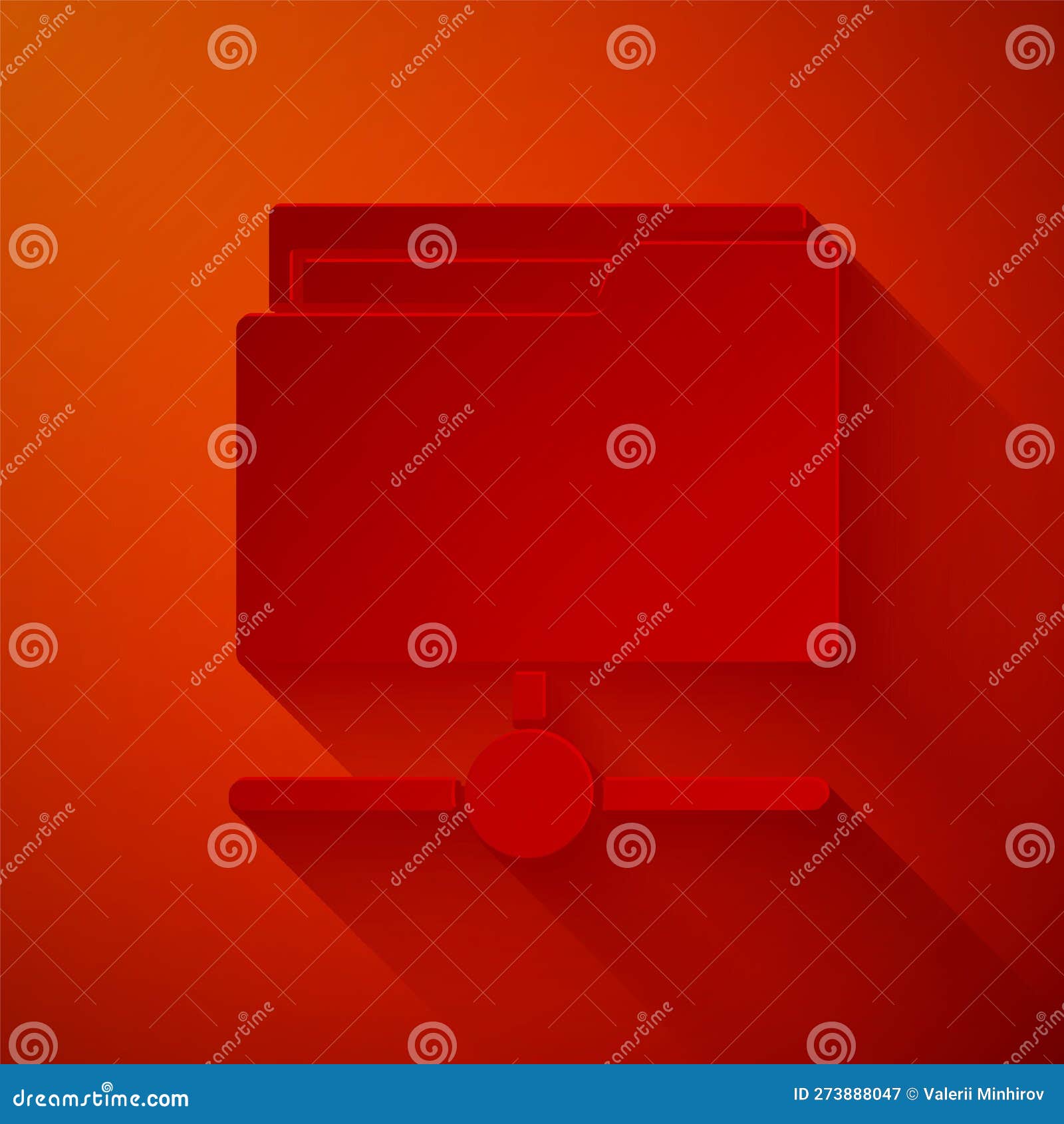 Paper Cut FTP Folder Icon Isolated On Red Background. Software Update ...