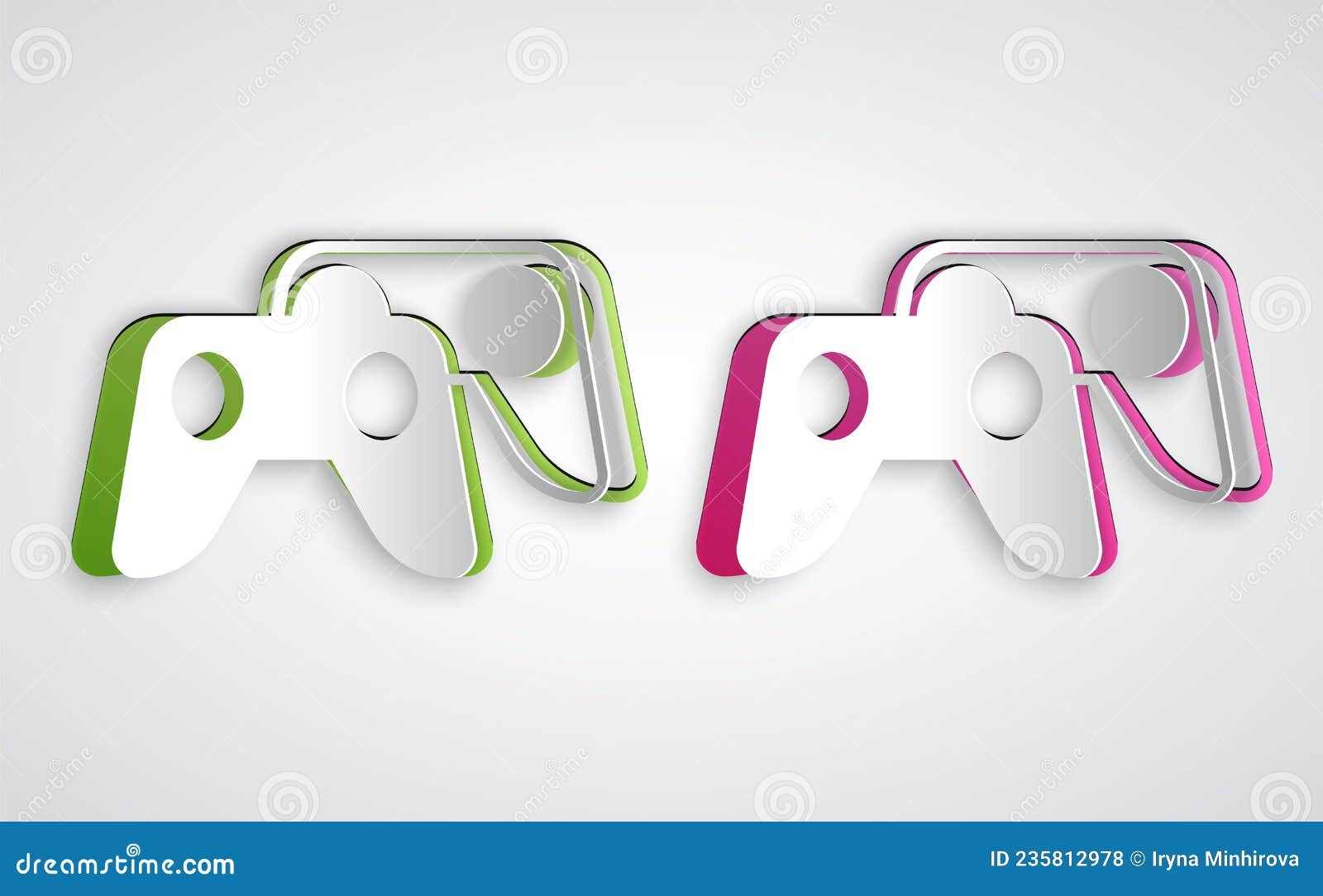 Paper Cut Game Controller or Joystick for Game Console Icon Isolated on ...