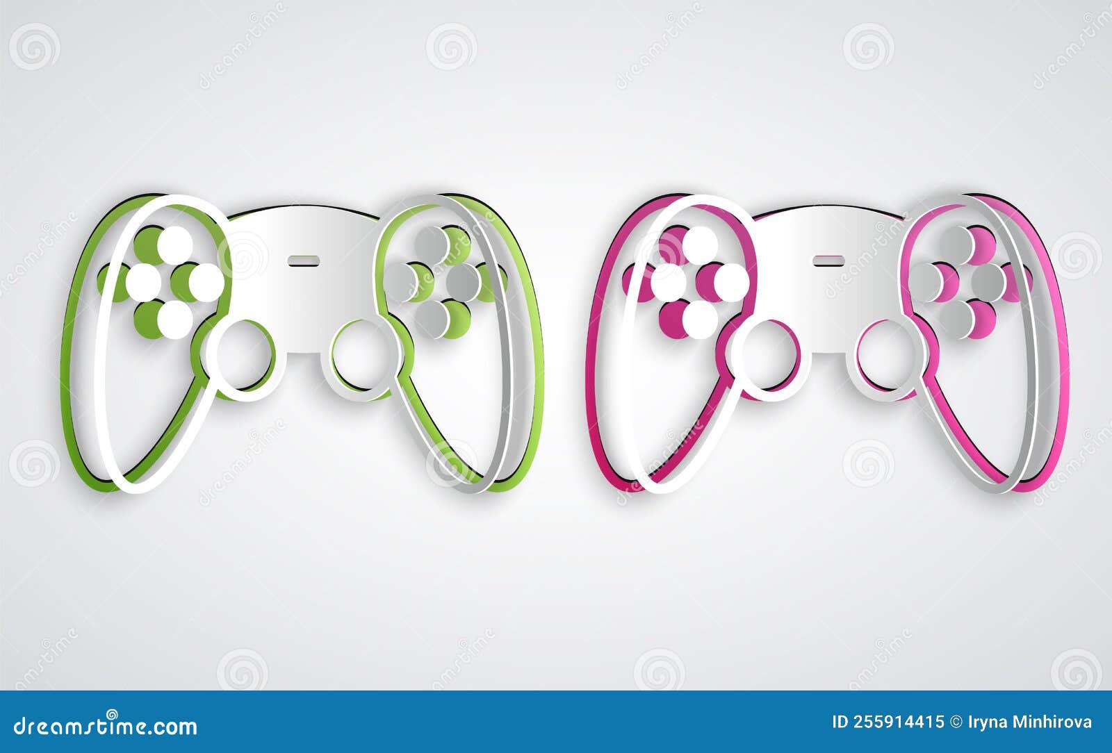 Paper Cut Game Controller or Joystick for Game Console Icon Isolated on ...