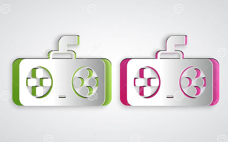 Paper Cut Game Controller or Joystick for Game Console Icon Isolated on ...