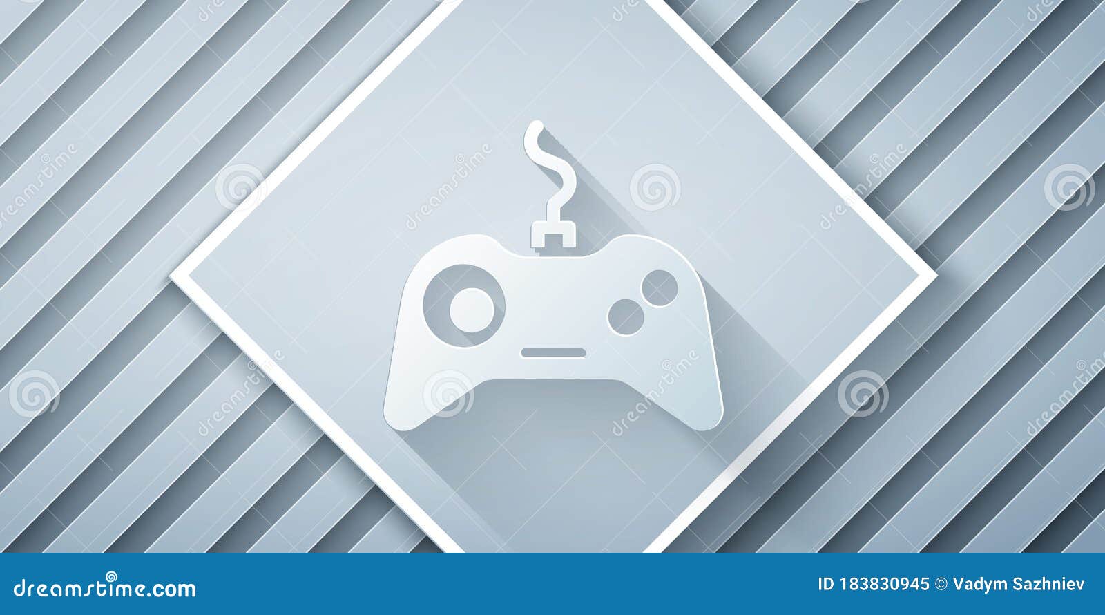 Paper Cut Gamepad Icon Isolated on Grey Background. Game Controller ...