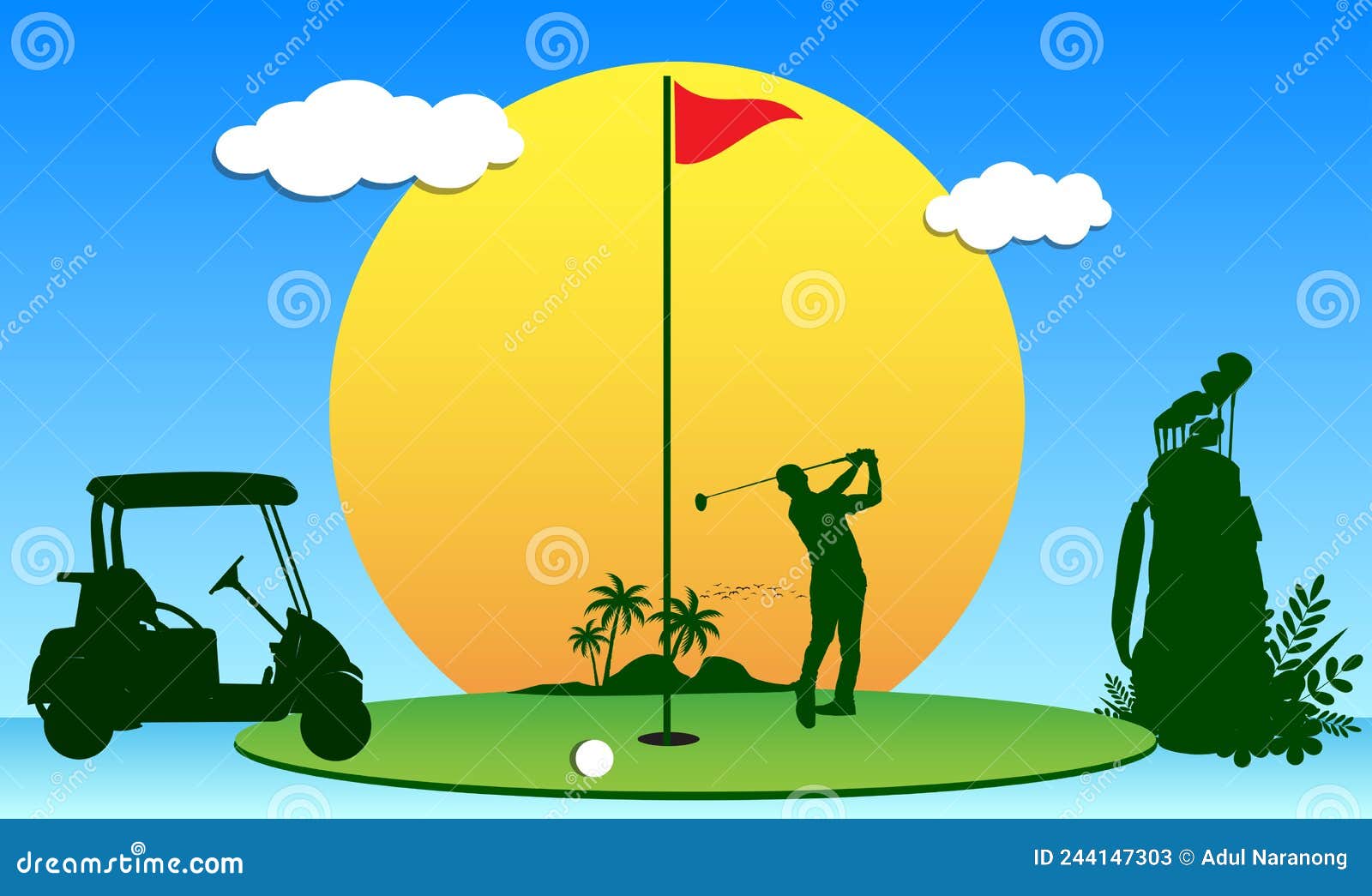 Paper cut golf course stock vector. Illustration of paper - 244147303