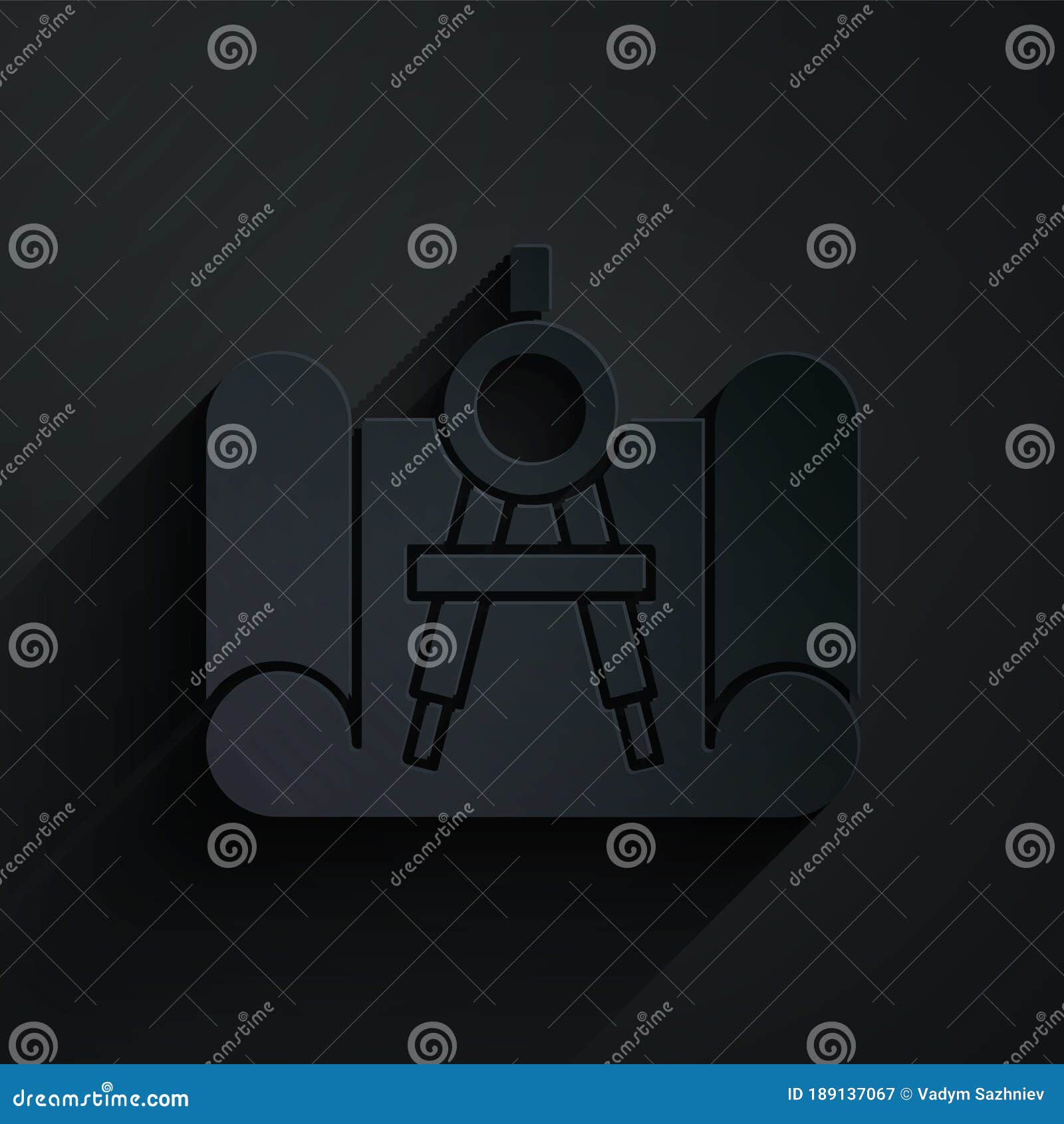 Paper Cut Graphing Paper for Engineering and Drawing Compass Icon ...
