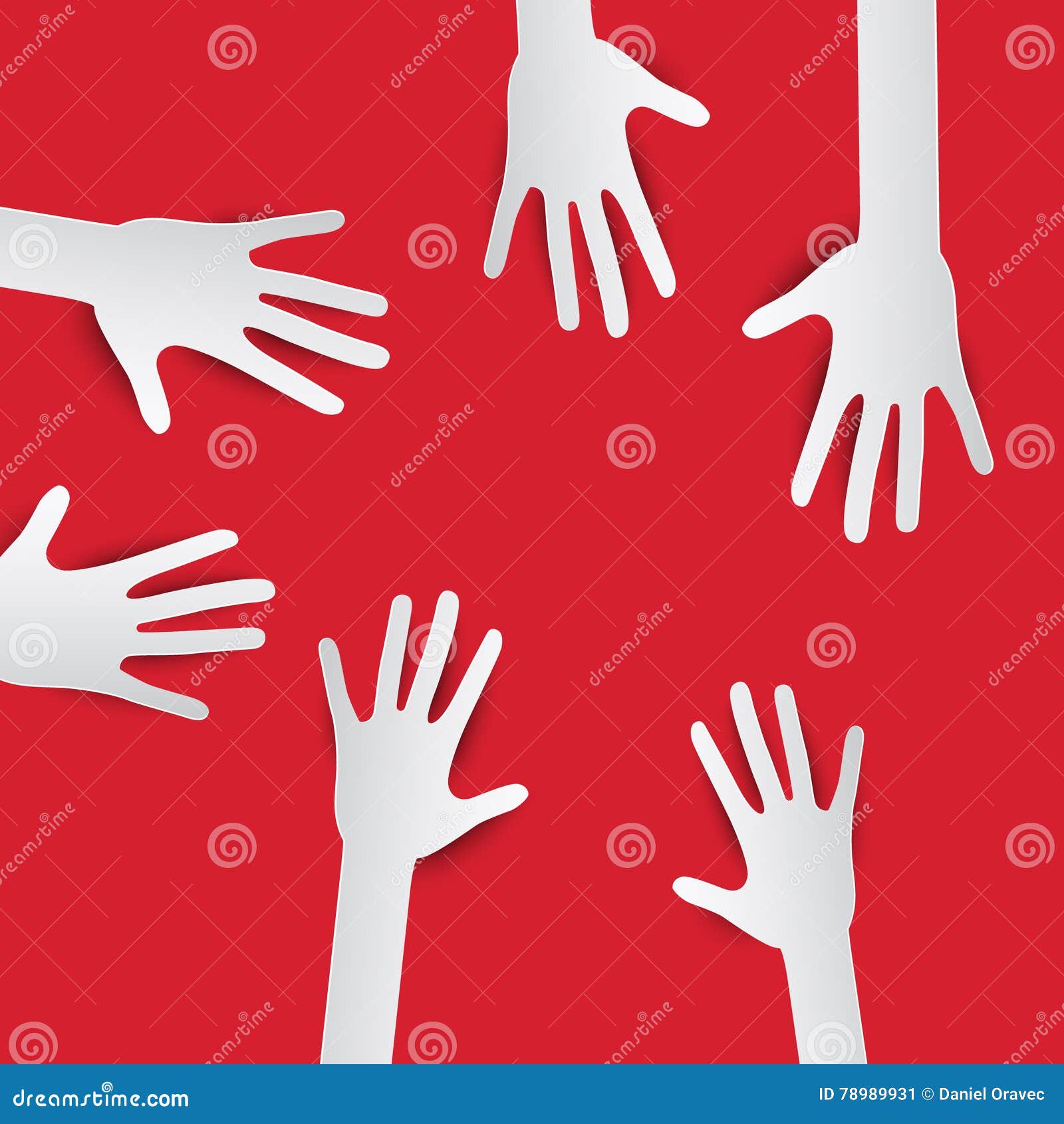 Paper Cut Hands. Vector Hands on Red Background Stock Vector ...