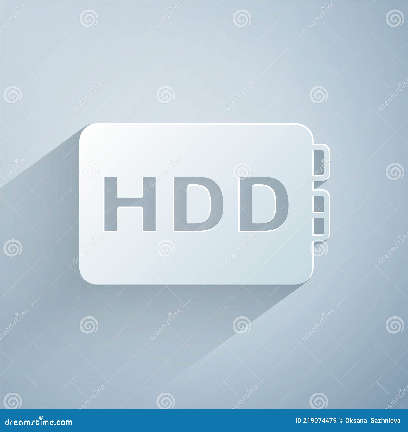 Paper Cut Hard Disk Drive HDD Icon Isolated on Grey Background. Paper ...