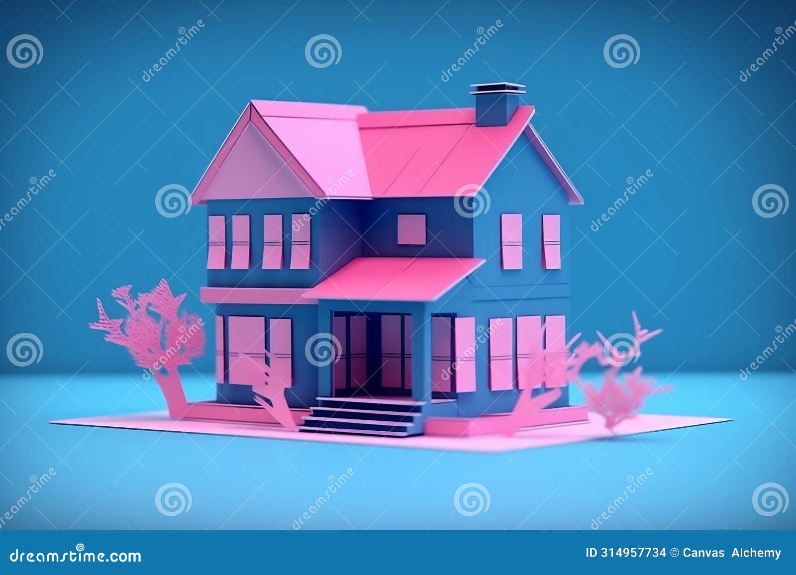 Paper Cut of a House on Blue Background Stock Photo - Image of concept ...