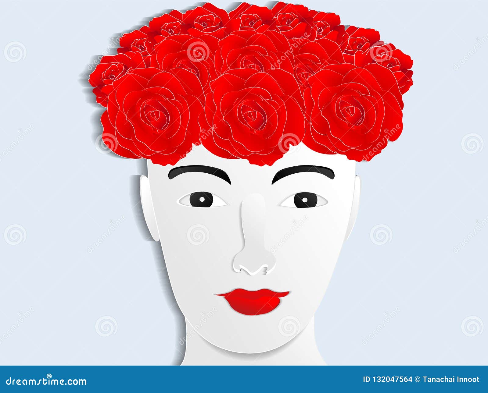 Paper Cut Human Face with Rose Head Stock Vector - Illustration of ...