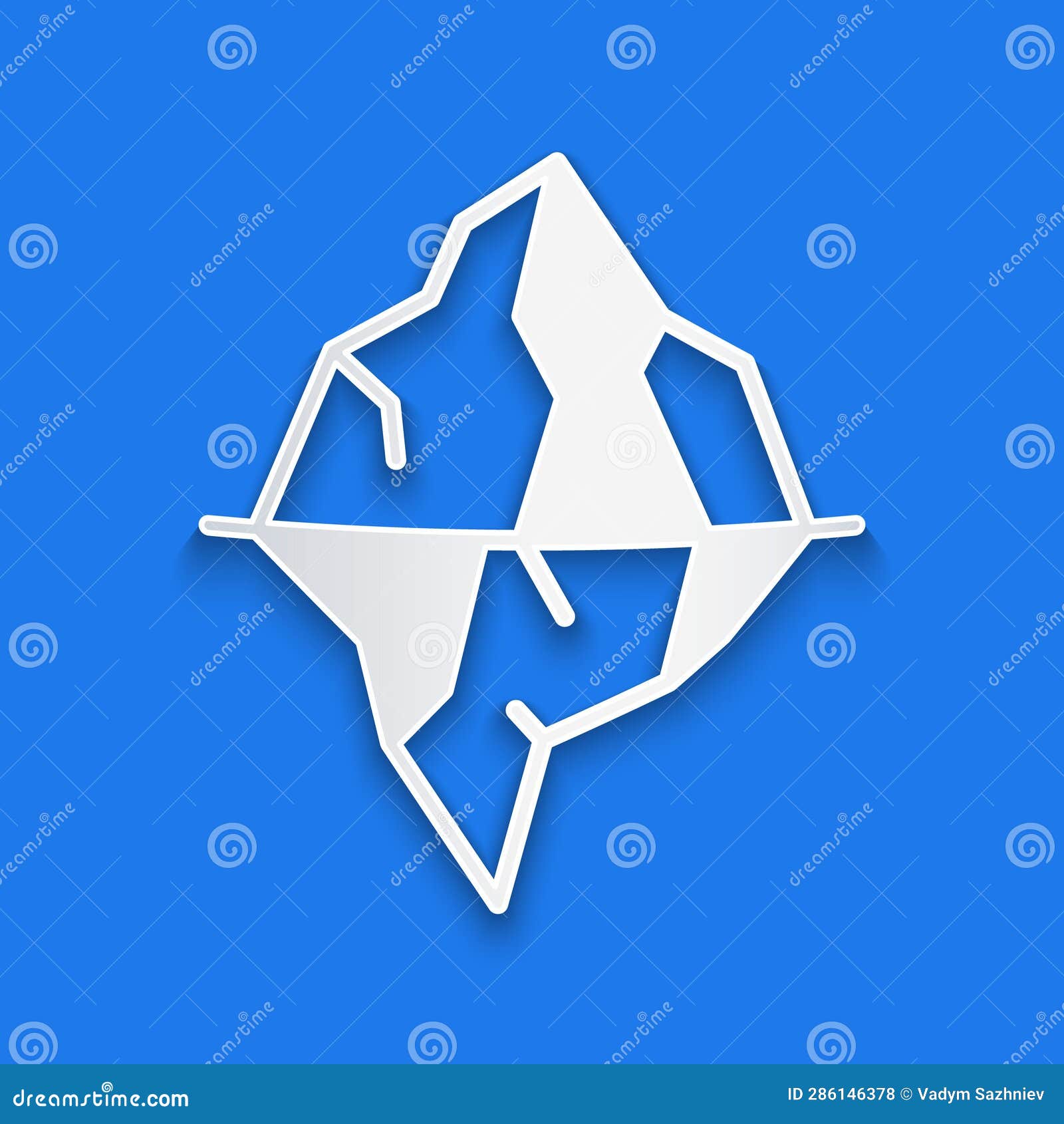 Paper Cut Iceberg Icon Isolated on Blue Background. Paper Art Style ...