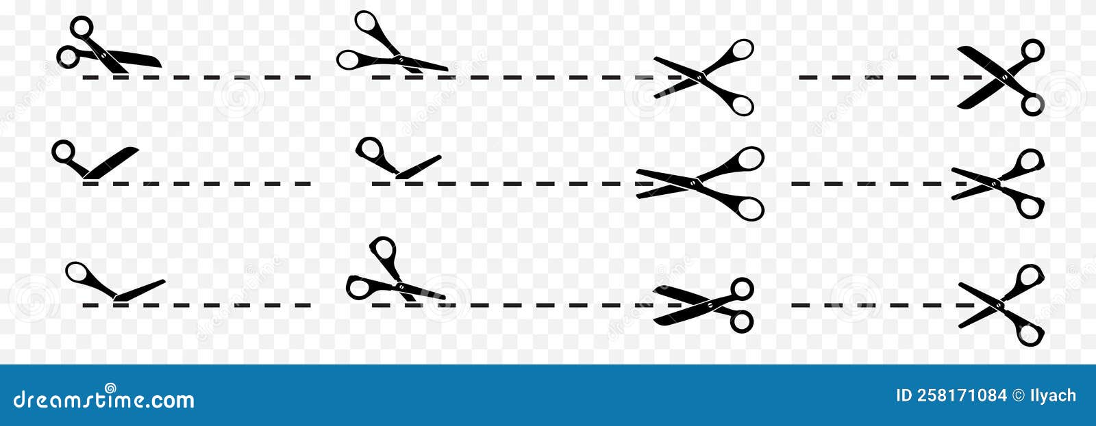 Paper Cut Icon with Dotted Line. Vector Scissors Cut Lines. Vector Set ...