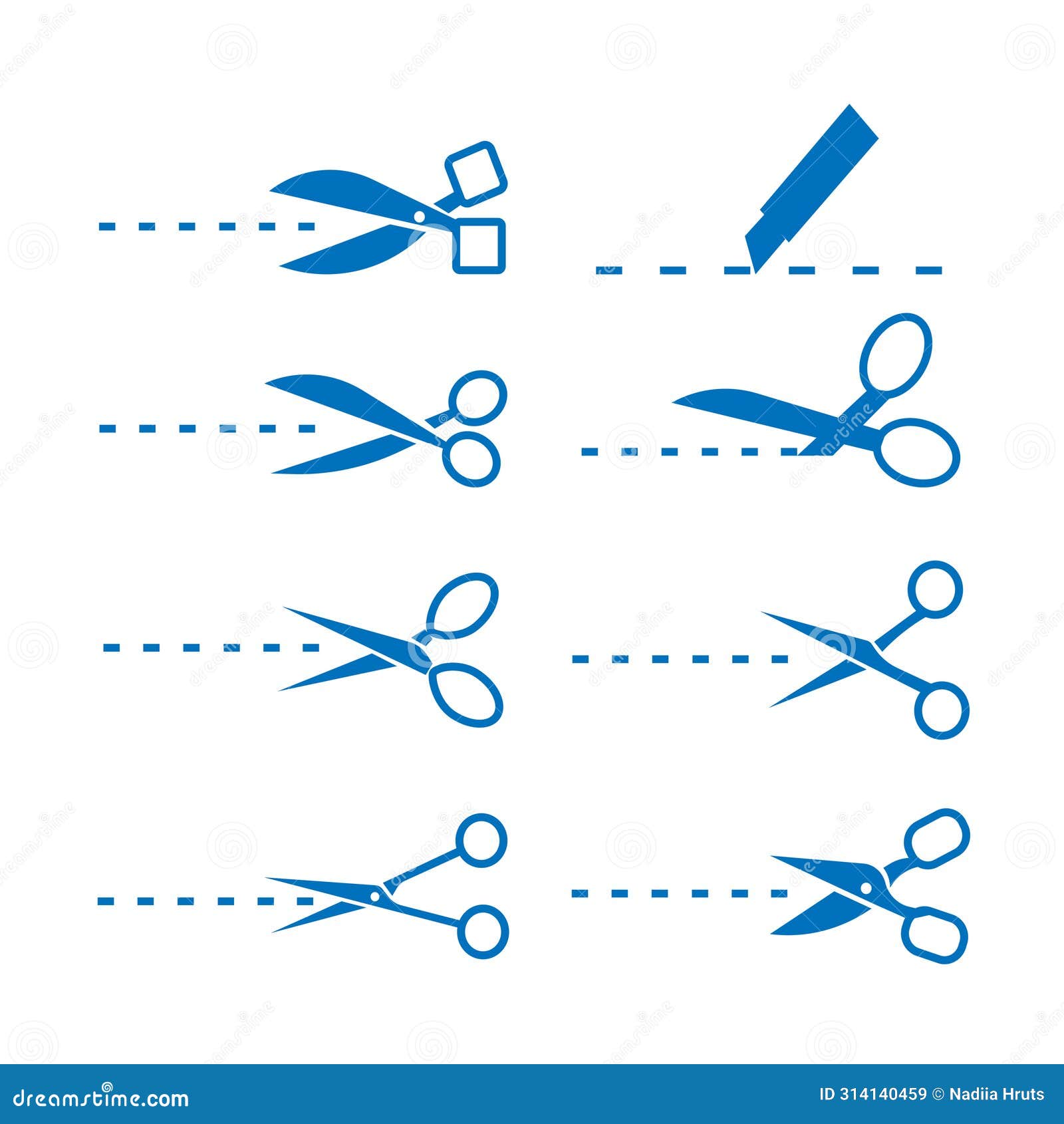 Paper Cut Icon with Dotted Line. Vector Scissors with Cut Lines Stock ...