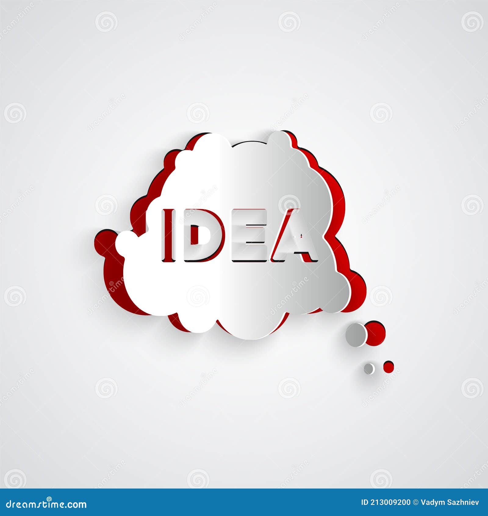 Paper Cut Idea, Speech Bubble Icon Isolated on Grey Background. Message ...
