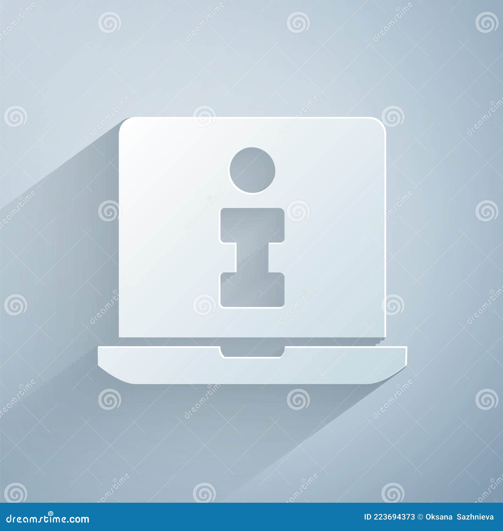 Paper Cut Information Icon Isolated on Grey Background. Paper Art Style ...