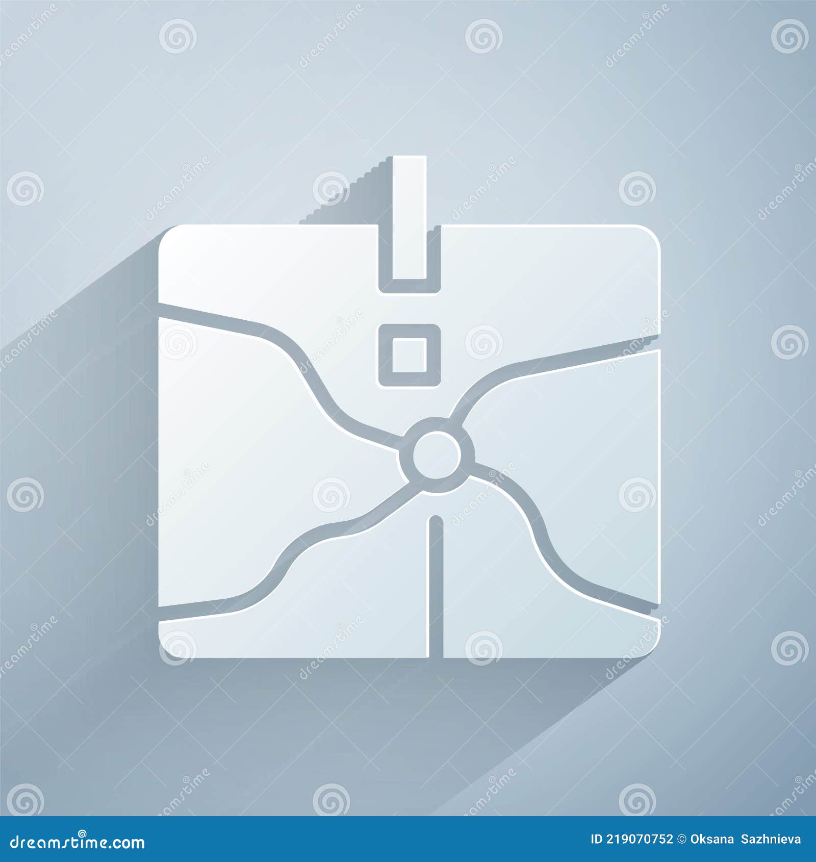 Paper Cut Intersection Point Icon Isolated on Grey Background. Paper ...