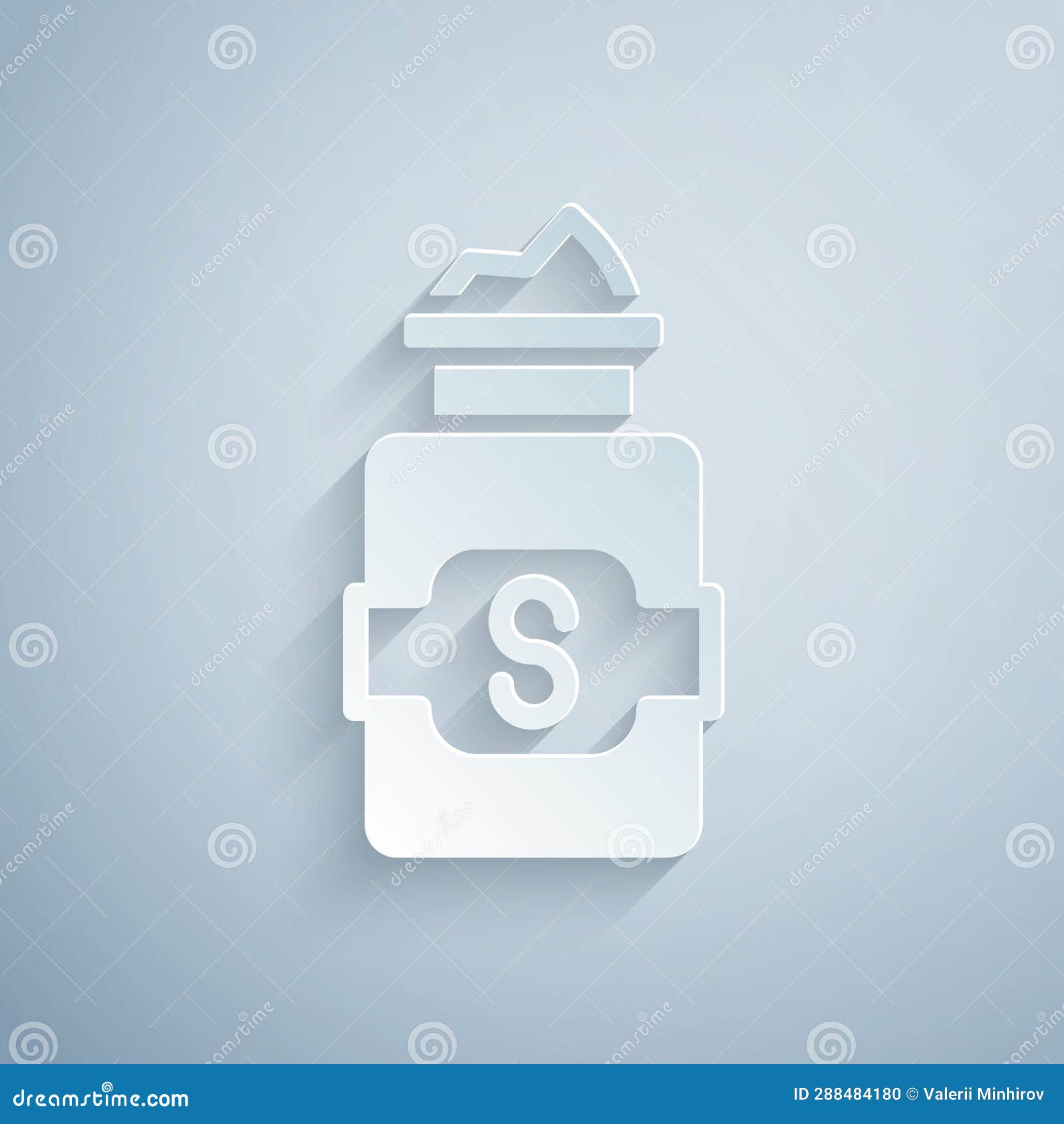 Paper Cut Jar of Sugar Icon Isolated on Grey Background. Paper Art ...