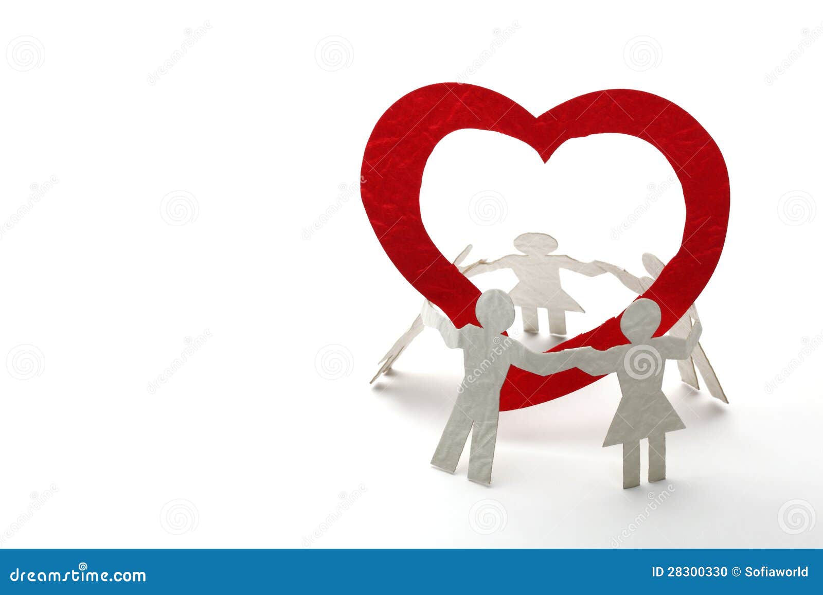 Paper Cut Kids with Red Heart Stock Photo - Image of heart, design ...