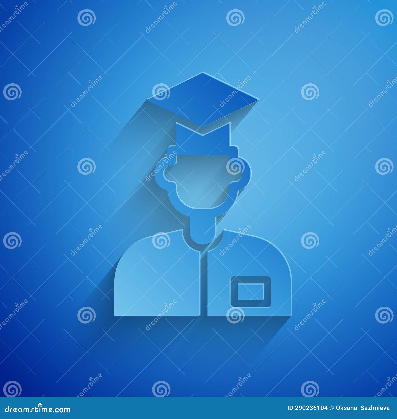 Paper Cut Laboratory Assistant Icon Isolated on Blue Background. Paper ...