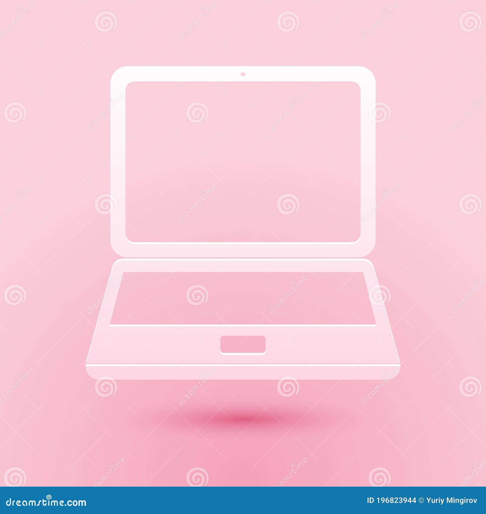 Paper Cut Laptop Icon Isolated on Pink Background. Computer Notebook ...