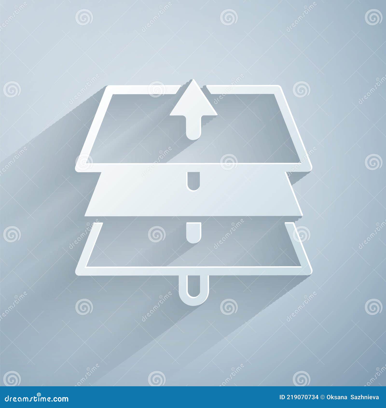 Paper Cut Layers Icon Isolated on Grey Background. Paper Art Style ...