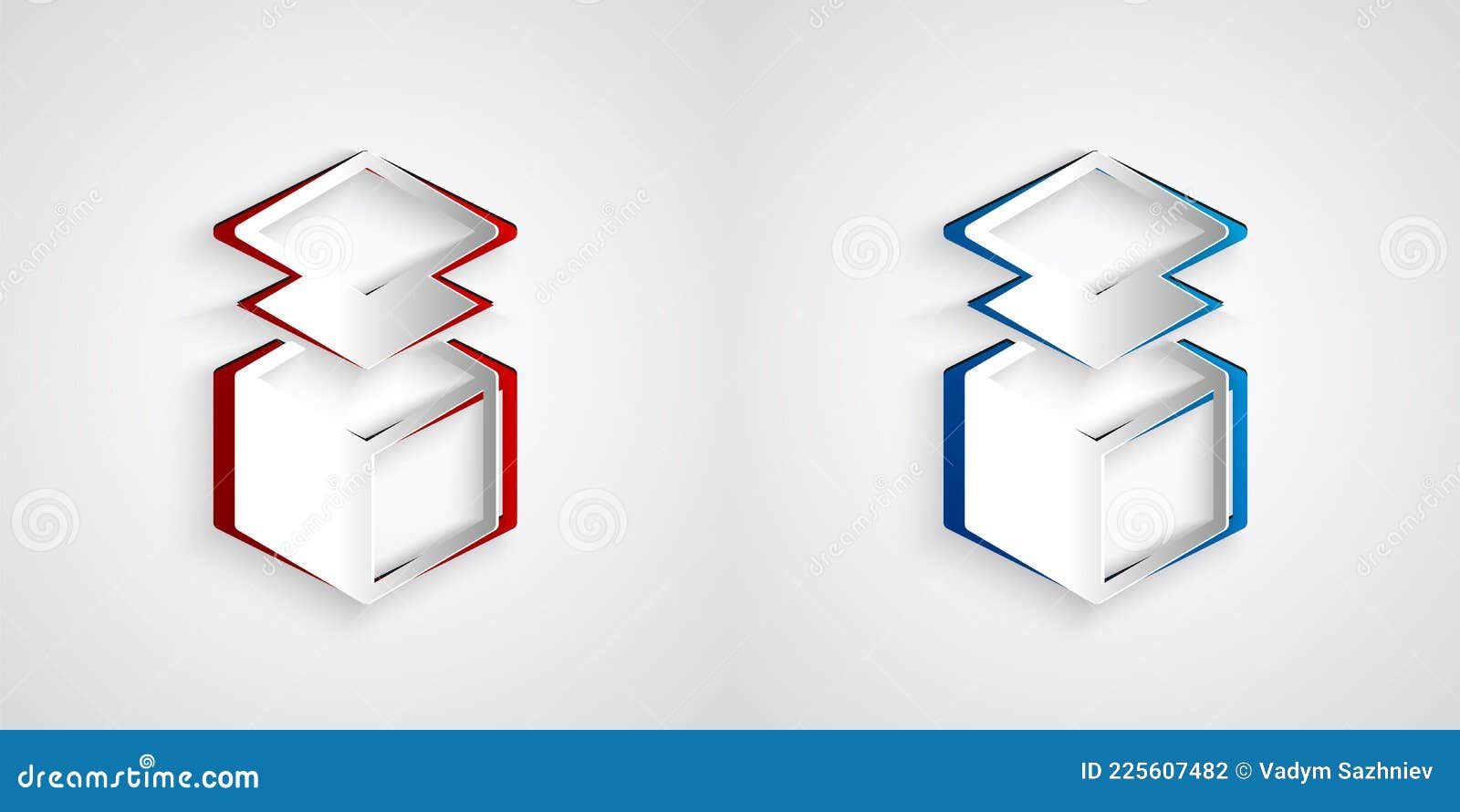 Paper Cut Layers Icon Isolated on Grey Background. Paper Art Style ...